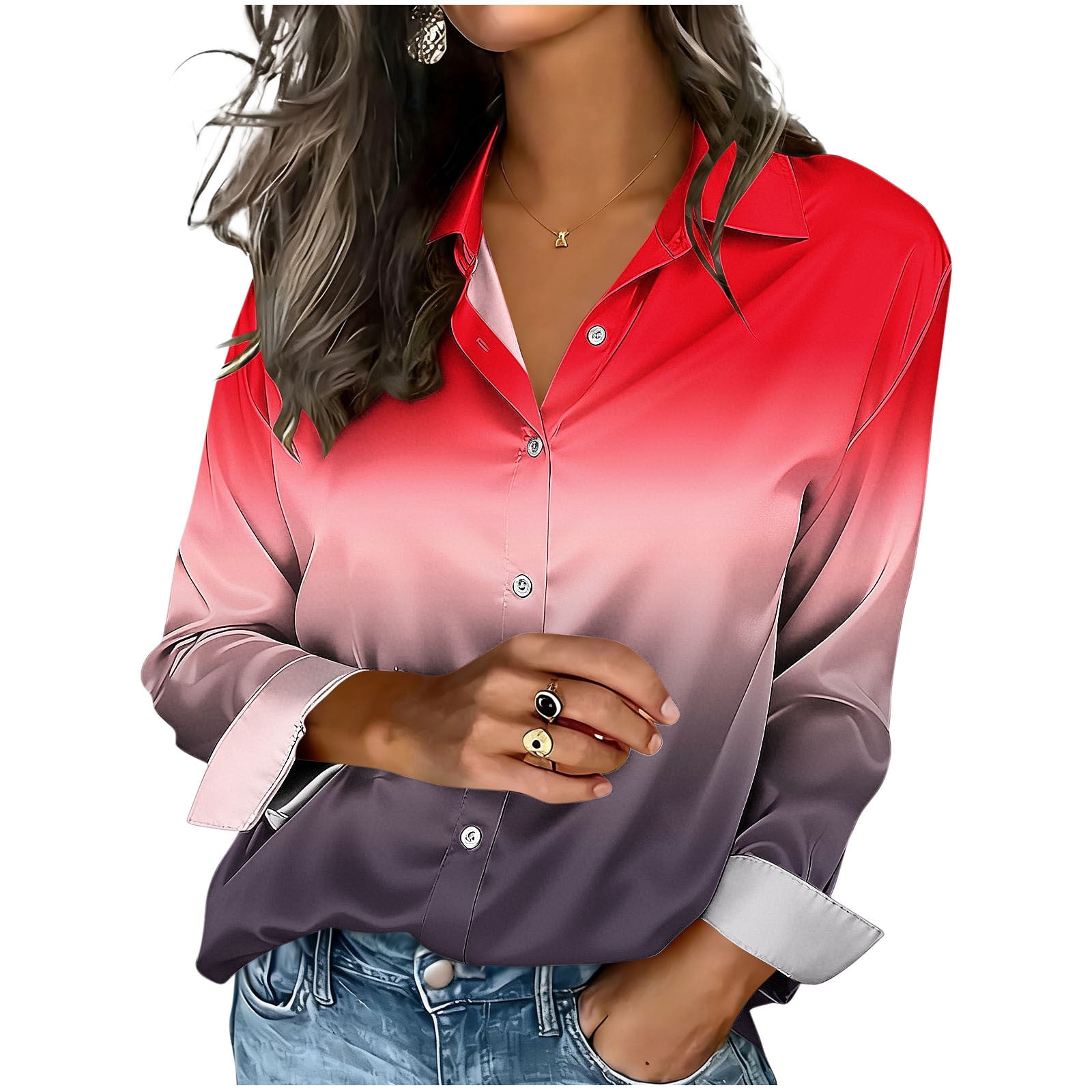Cavosen Work Shirts Women Stain Collar Shirt Button Down Lightweight ...