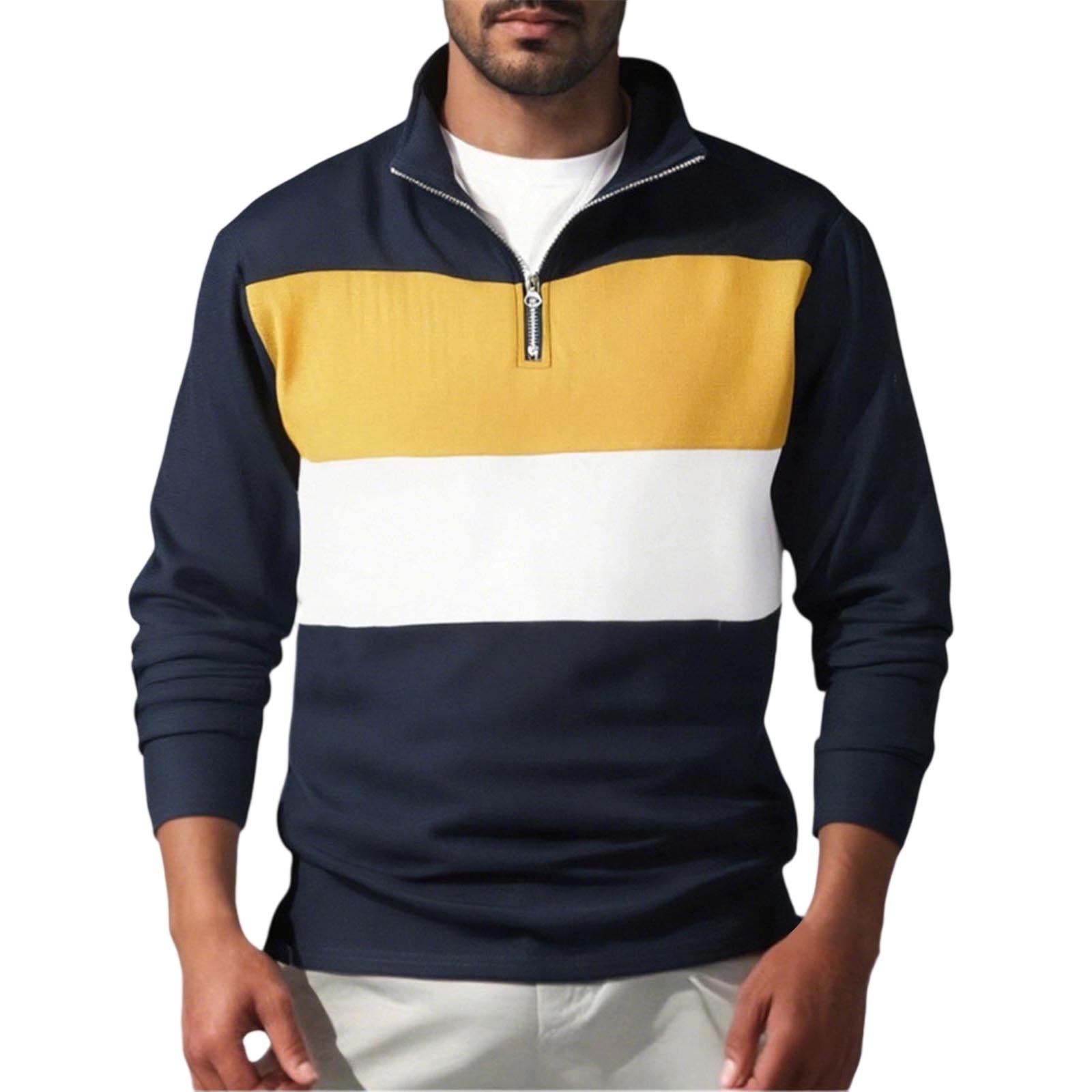 Cavosen Workout Shirts for Men Waffle Long Sleeve Stand Collar Shirt ...