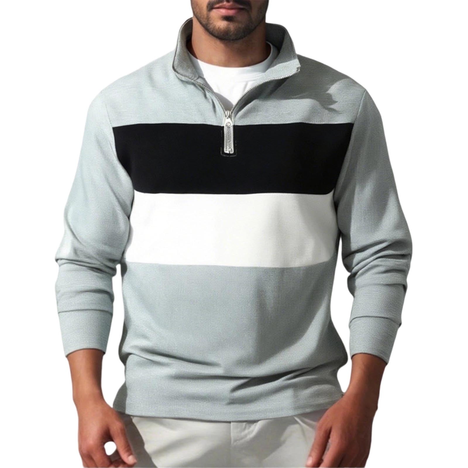 Cavosen Workout Shirts for Men Waffle Long Sleeve Stand Collar Shirt ...