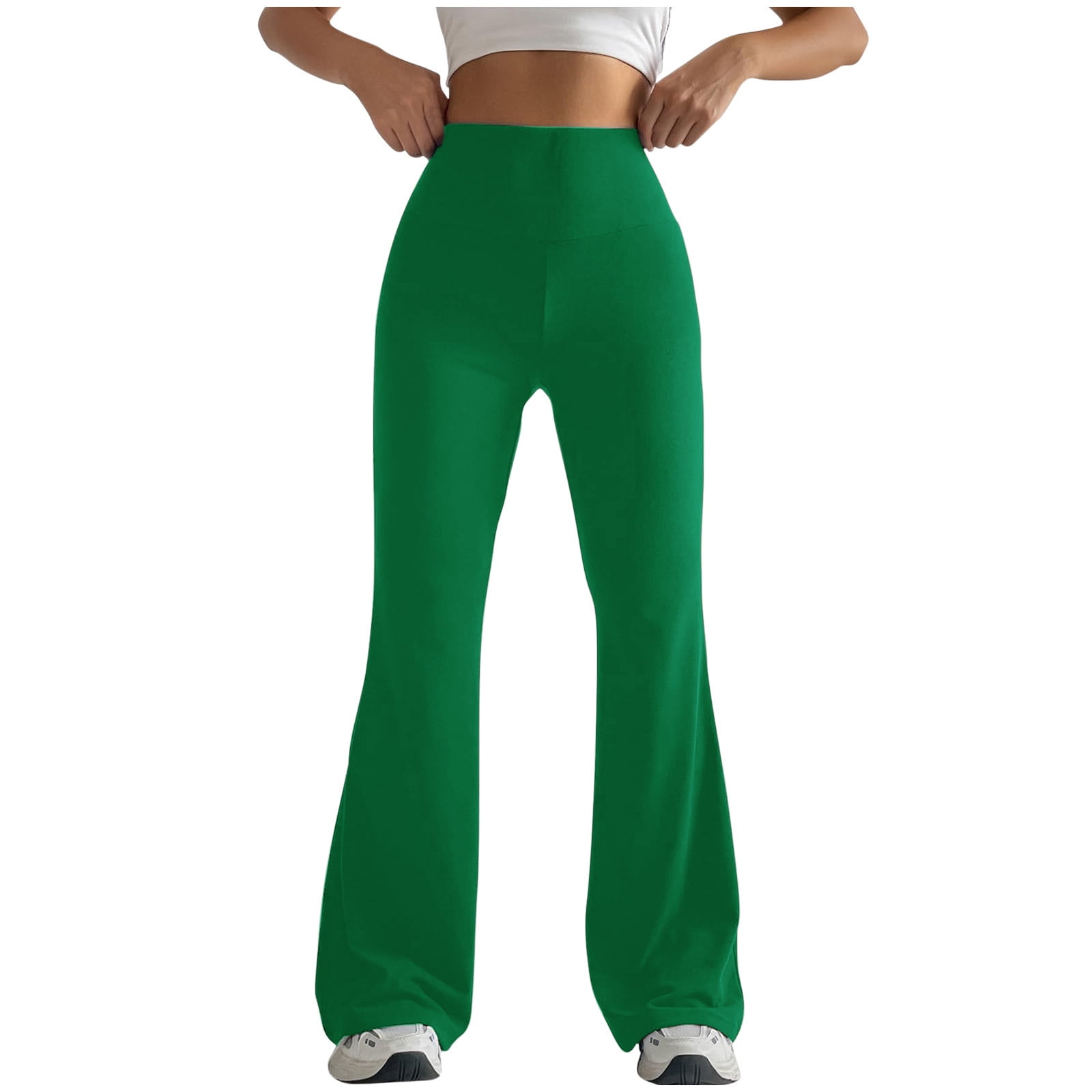 Cavosen Yoga Pants for Women Leggings Green Elastic Waisted Flared Long ...