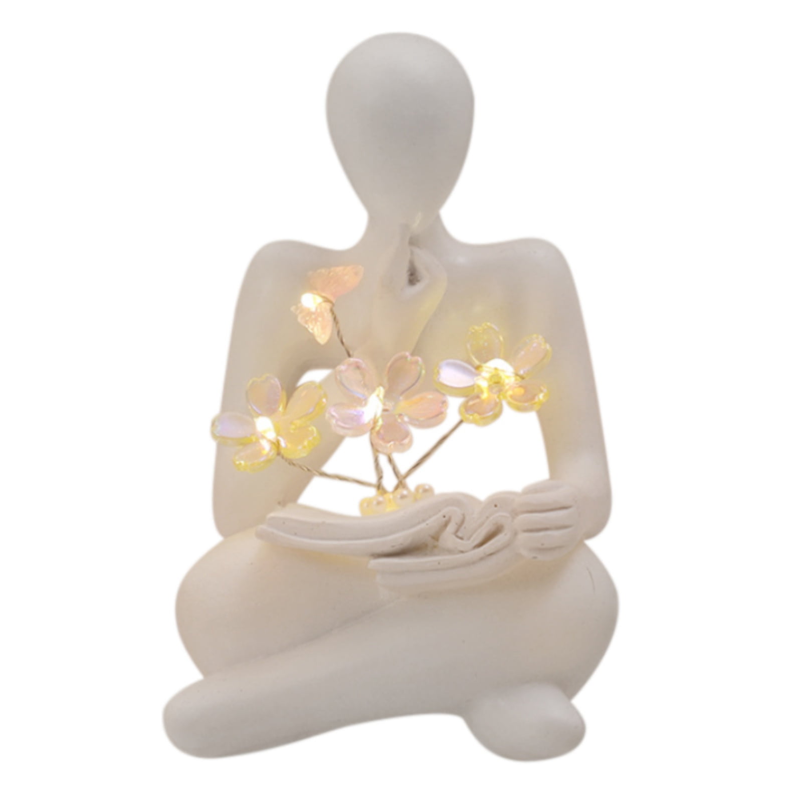 Cawbing Tulip Night Light, Reading Women Statue with Light up Tulips ...