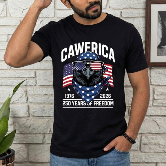 Cawerica 250 Years of Freedom Crow Patriotic Graphic T-Shirt USA ...