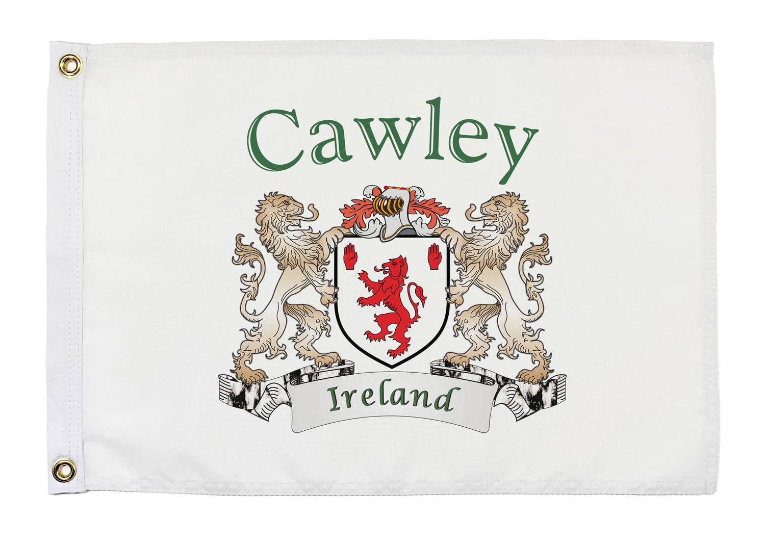 Cawley Irish Coat of Arms Small White Flag - 16"x10.5" inches - Walmart.com