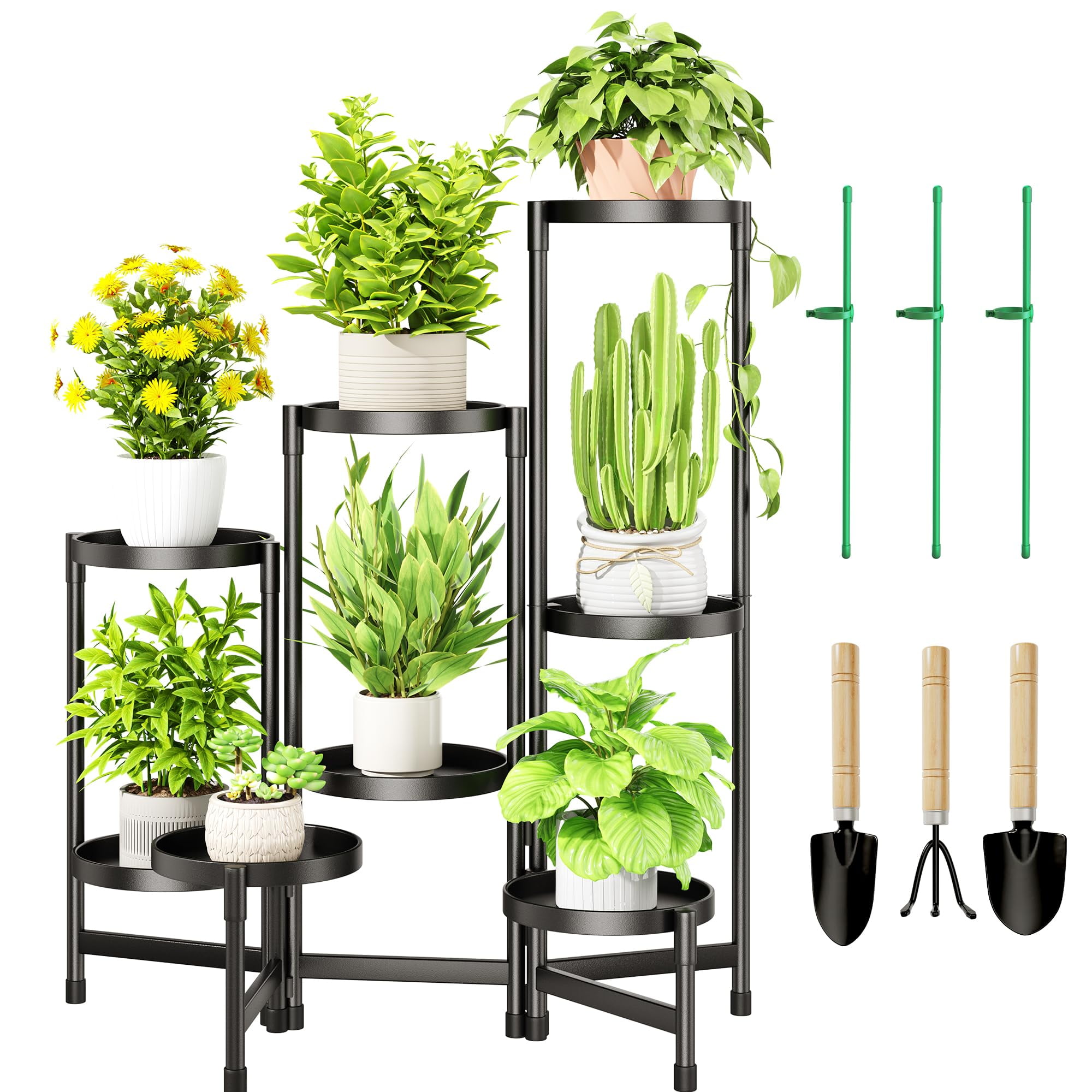Cawukege 8 Tier Metal Plant Stand Indoor, Rotatable Corner Plant Shelf ...