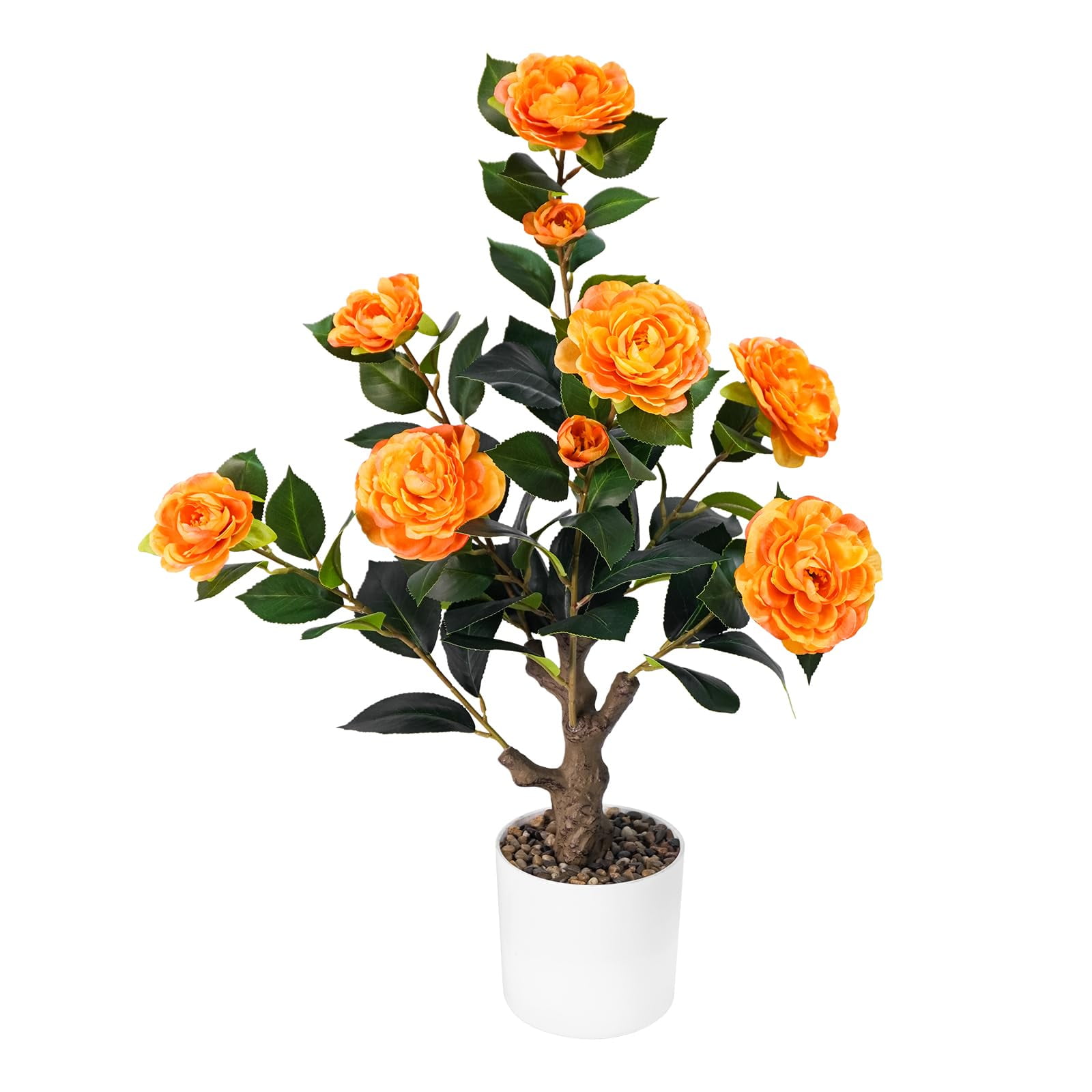 Caxchiling 2FT Artificial Camellia Tree, Small Fake Tree for Outdoor ...