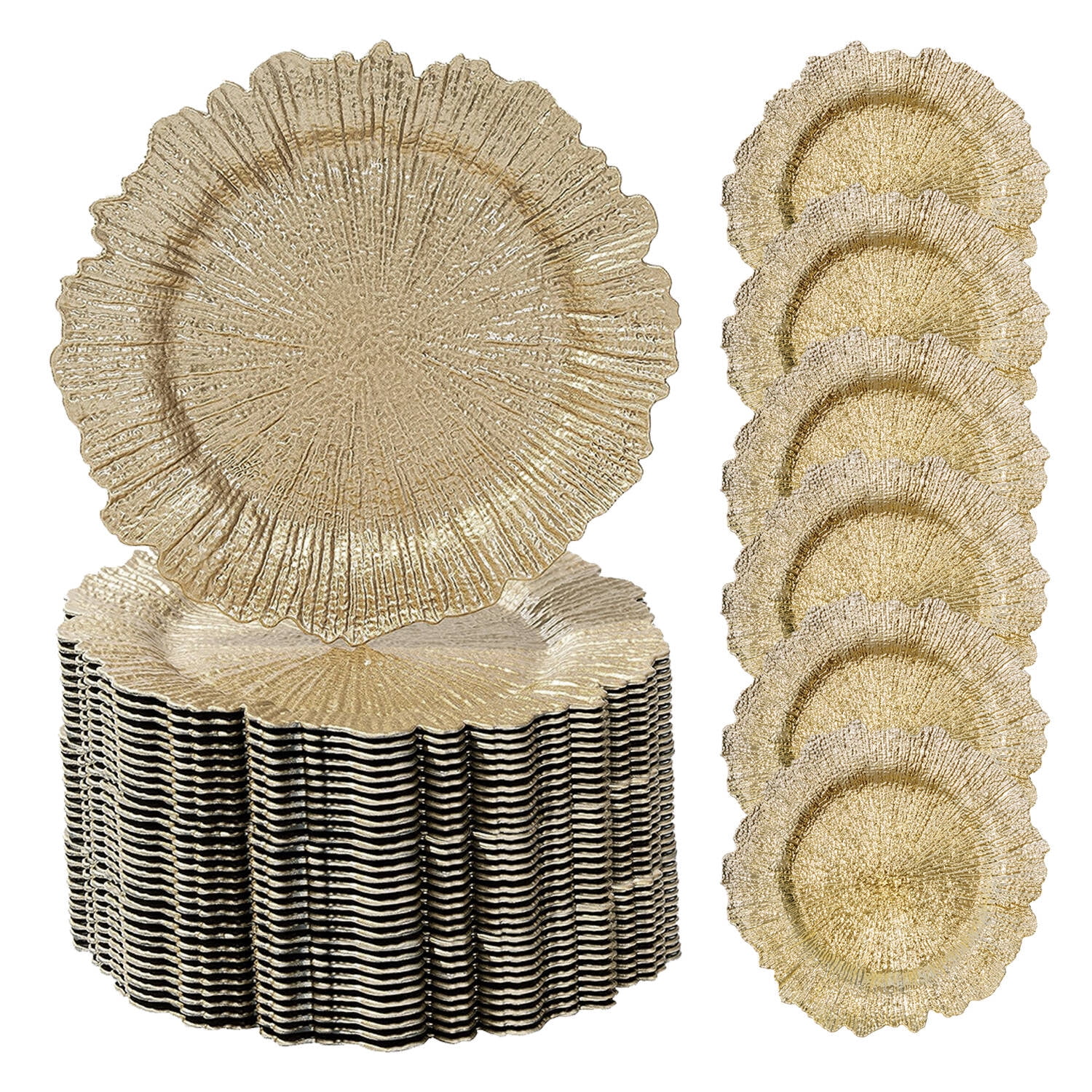 Caxkun 13 Inch Gold Charger Plates Plastic Plate Chargers for Table ...