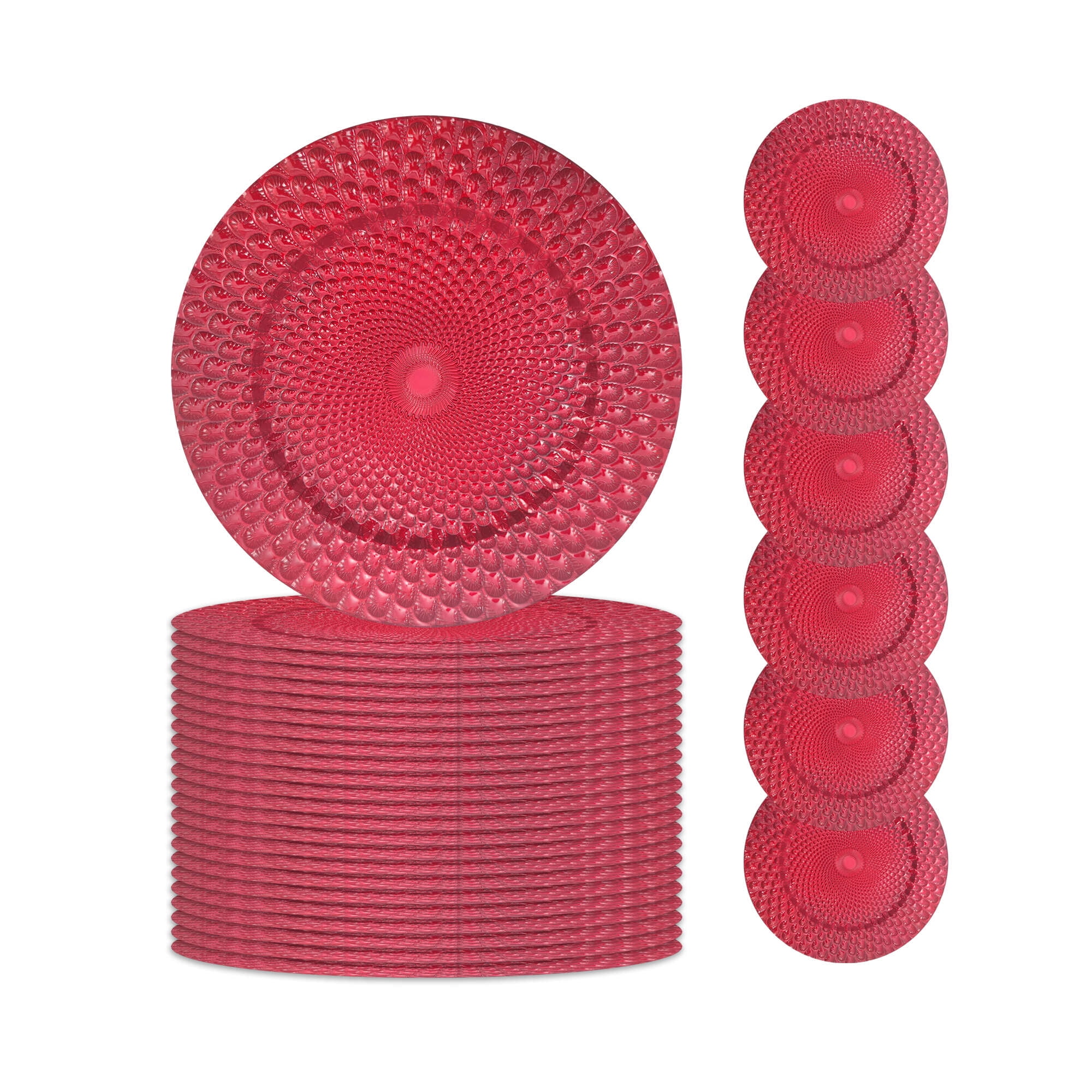 Caxkun 13 Inch Red Charger Plates Plastic Plate Chargers for Table ...