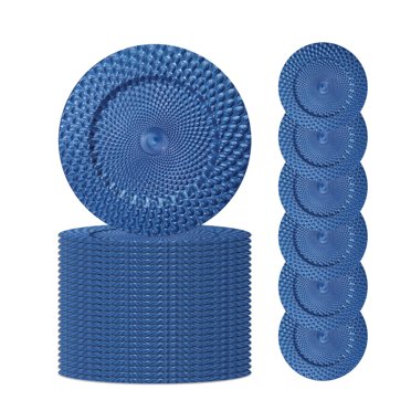 Efavormart 6 pcs 13" Royal Blue Beaded Round Charger Plates for ...