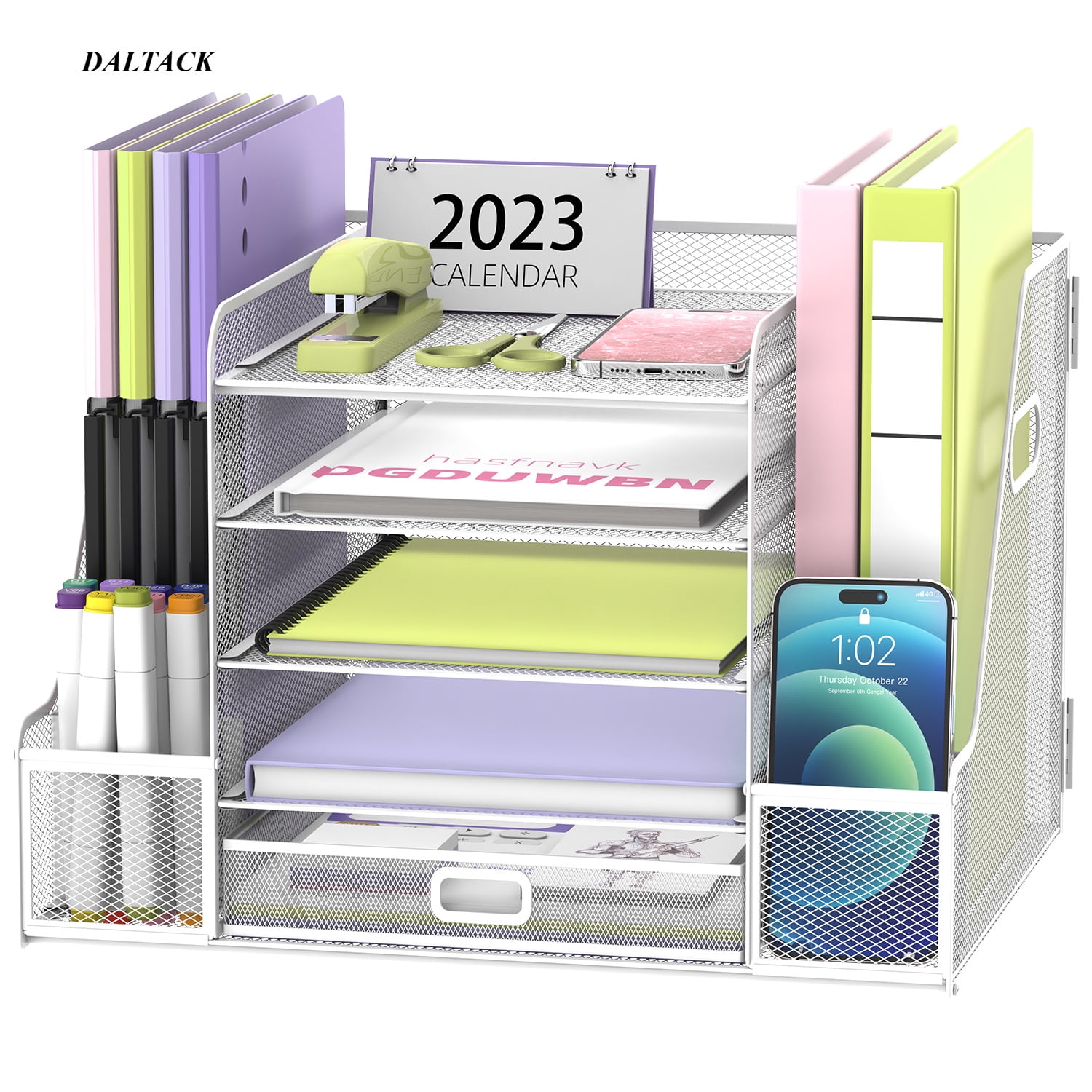 CayaElegant Innovations 5 Tier Metal Mesh Desk Organizer, Letter Tray ...