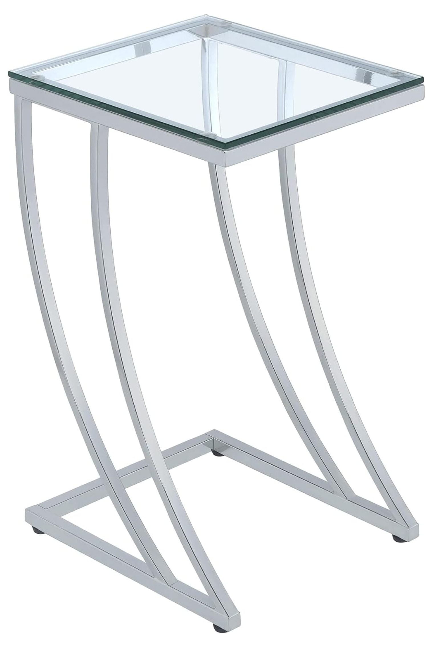 Cayden Rectangular Glass Top Side Table with Curved Metal Frame, Modern ...