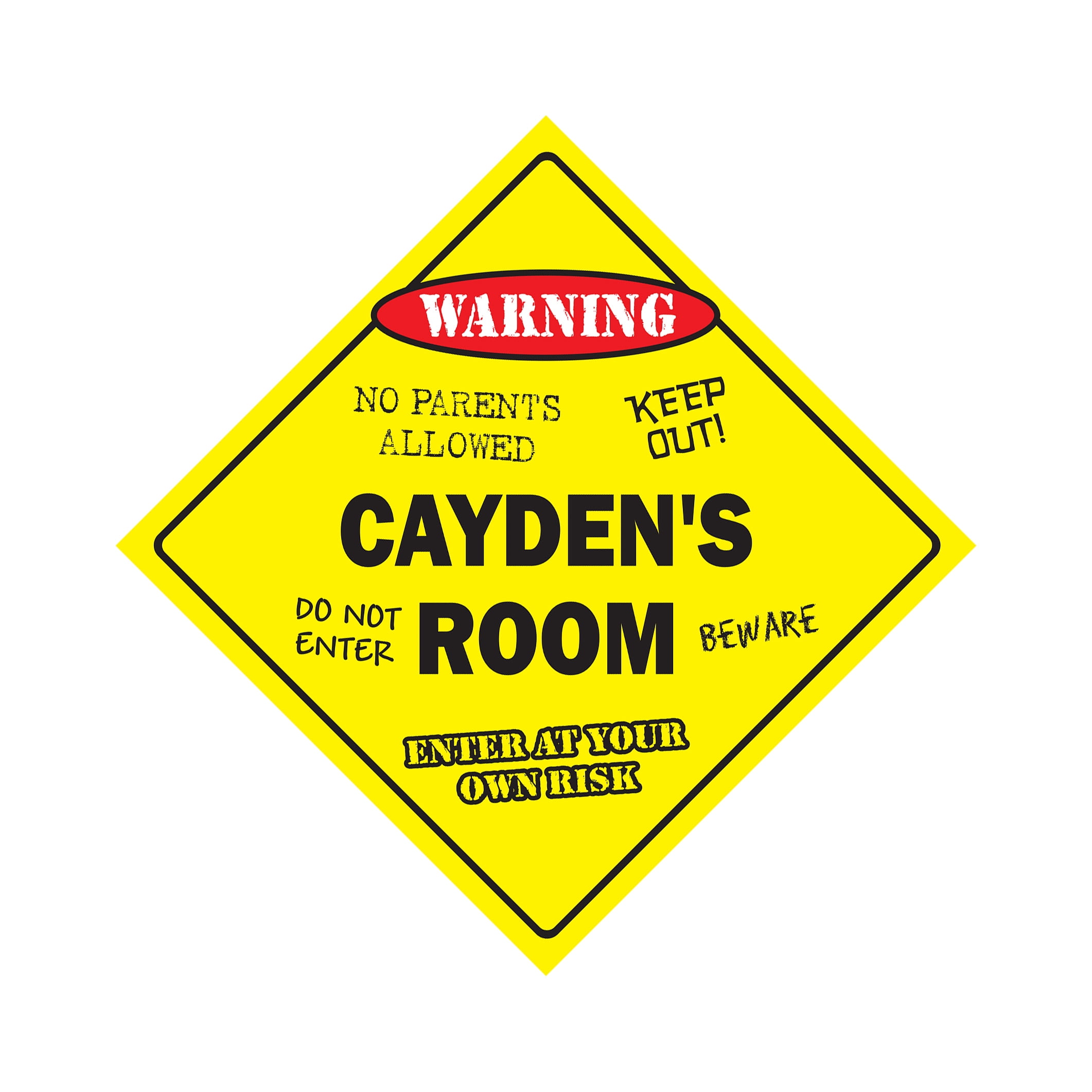 Cayden's Room Sign Crossing Zone Xing | Indoor/Outdoor | 12" Tall kids bedroom decor door ...