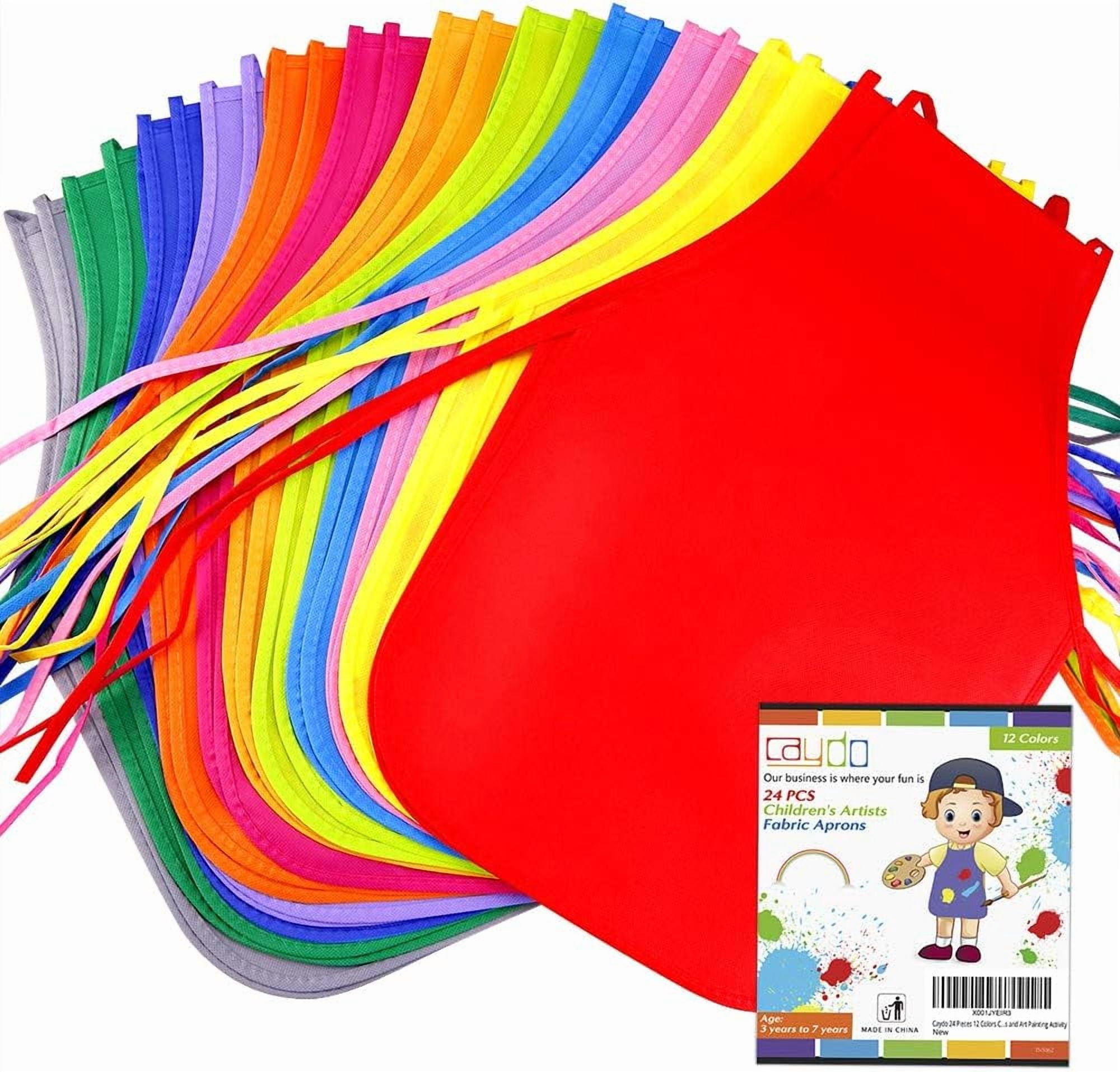 Caydo 24 Pieces 12 Colors Children's Artists Fabric Aprons for Kitchen ...