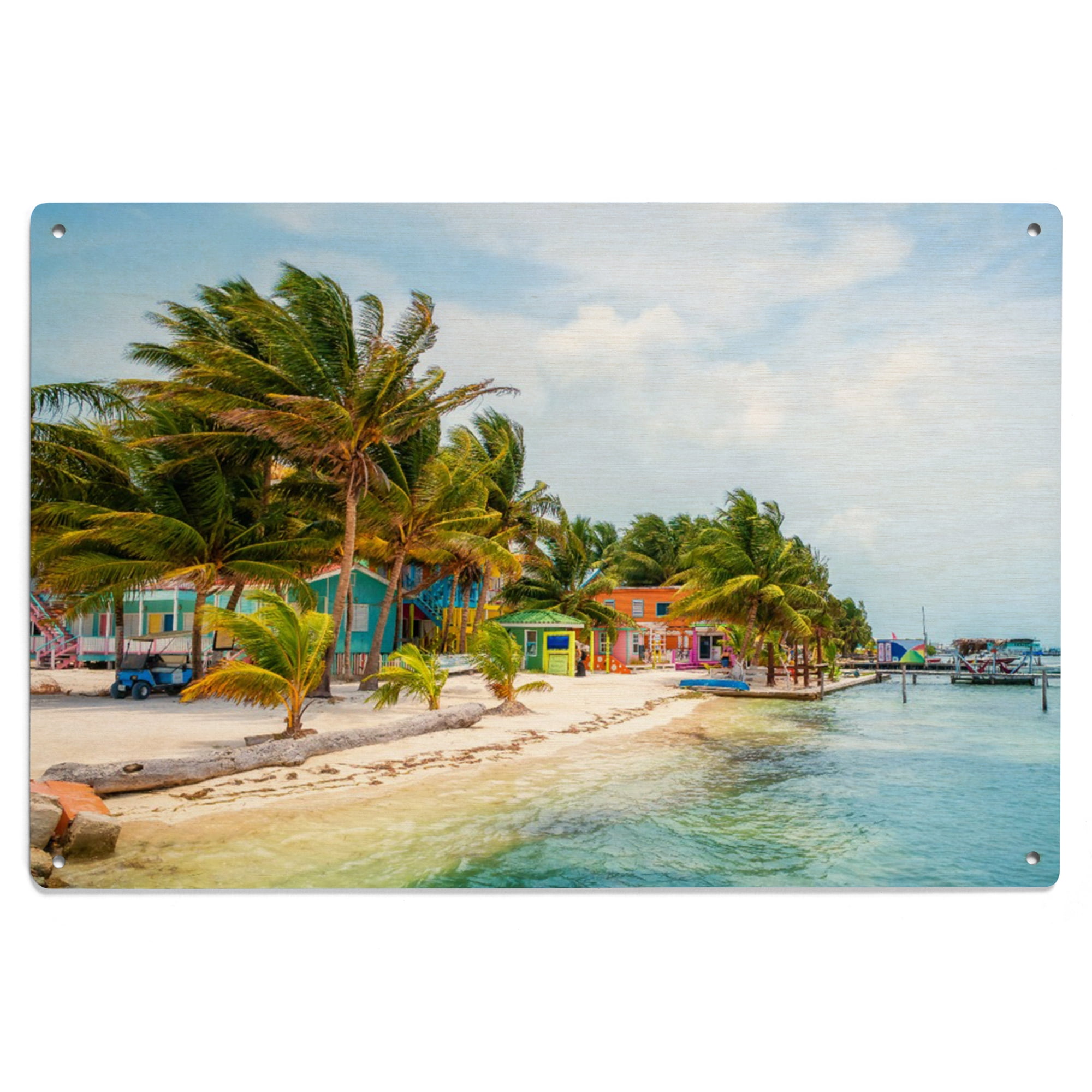 Caye Caulker, Belize, Caribbean Sea, Colorful Beach House and Palm ...