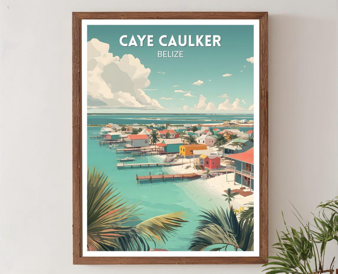 Caye Caulker Belize Retro Travel Mid Century Modern Vintage Coastal ...