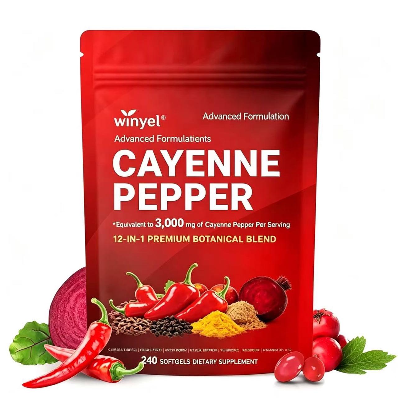 Cayenne Pepper 3000mg with Turmeric, Black Pepper & Beetroot, 12-in-1 ...