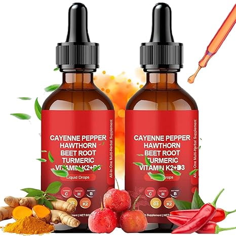 Cayenne Pepper Drops, 60ml Cayenne Pepp er Extract, Natural Cayen ne Pepper Liquid Drops(2pcs ...