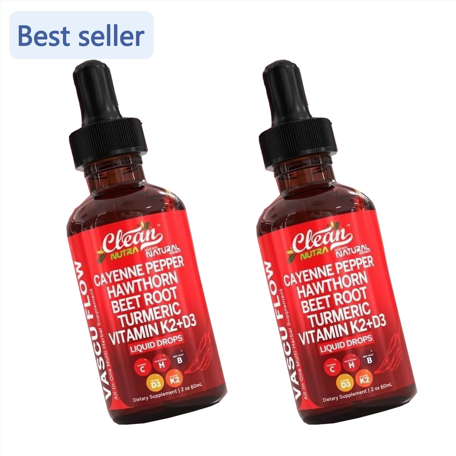 Cayenne Pepper Liquid Drops + Hawthorn Berry - 60ml（2pack） - Walmart.com