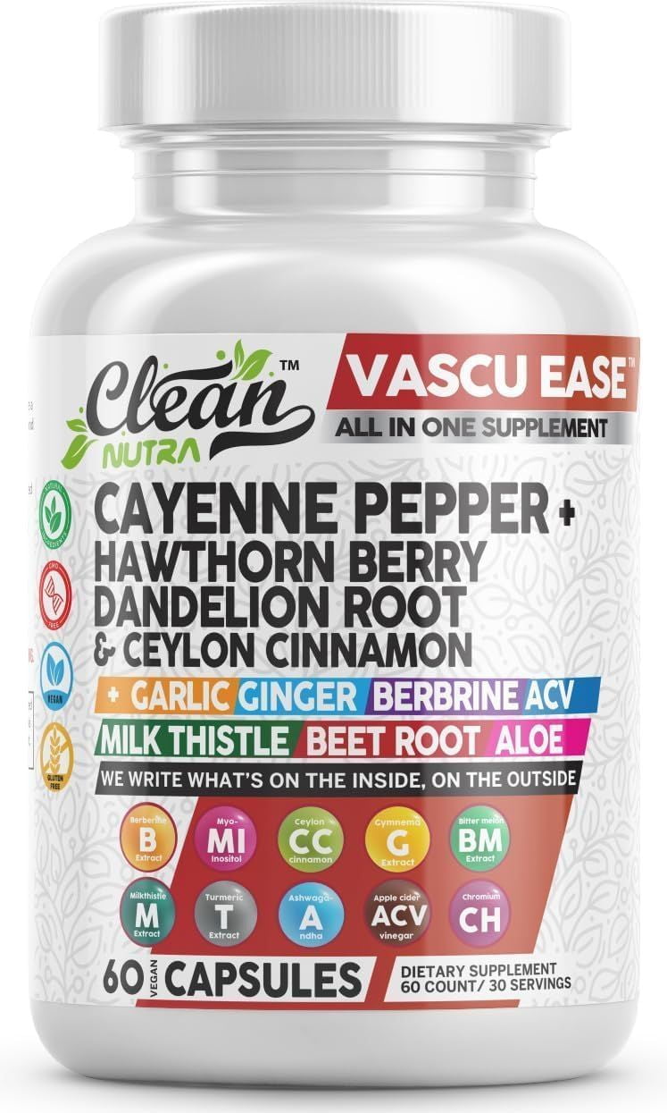Cayenne Pepper Supplement with Hawthorn Berry Capsules, Dandelion Root ...