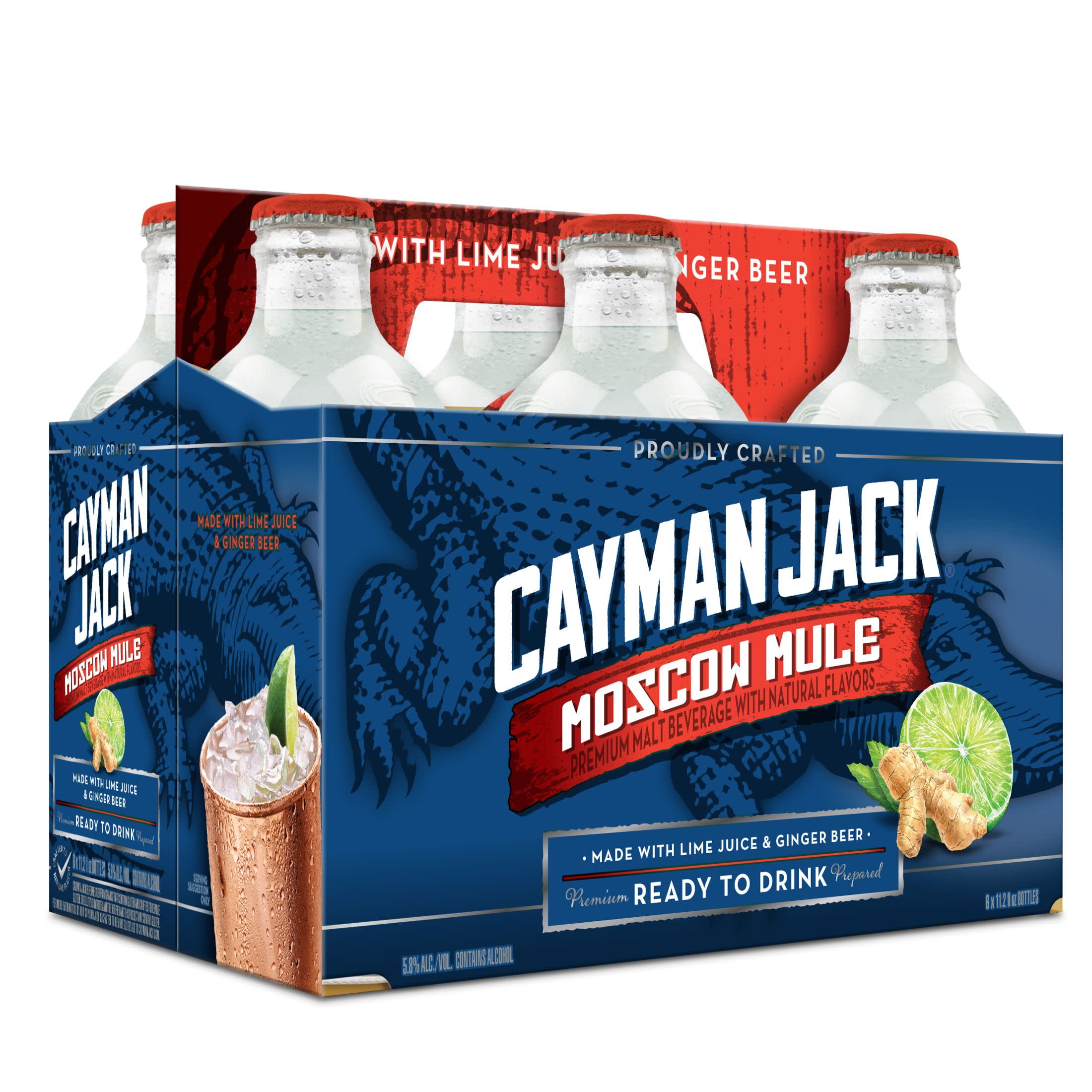 Cayman Jack Moscow Mule Cocktail, 6 Pack, 11.2 fl oz Bottles, 5.8% ABV ...