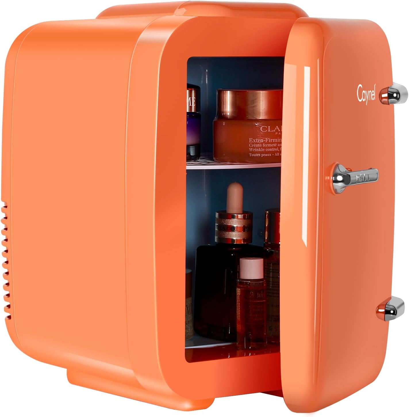 Caynel 4-Liter/6 Can Portable Mini Fridge with Warming Function,Orange ...