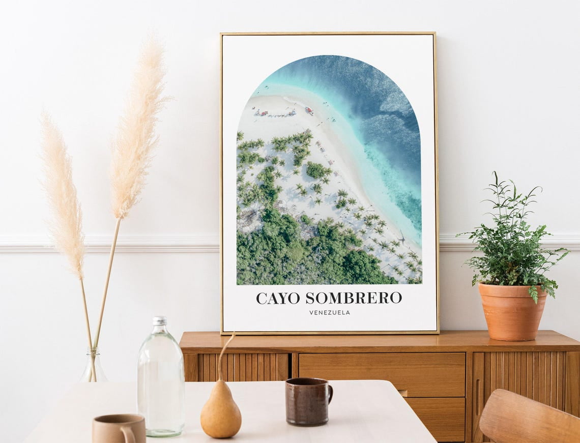 Cayo Sombrero Travel Print, Venezuela Beach Wall Art Print, Tropical ...