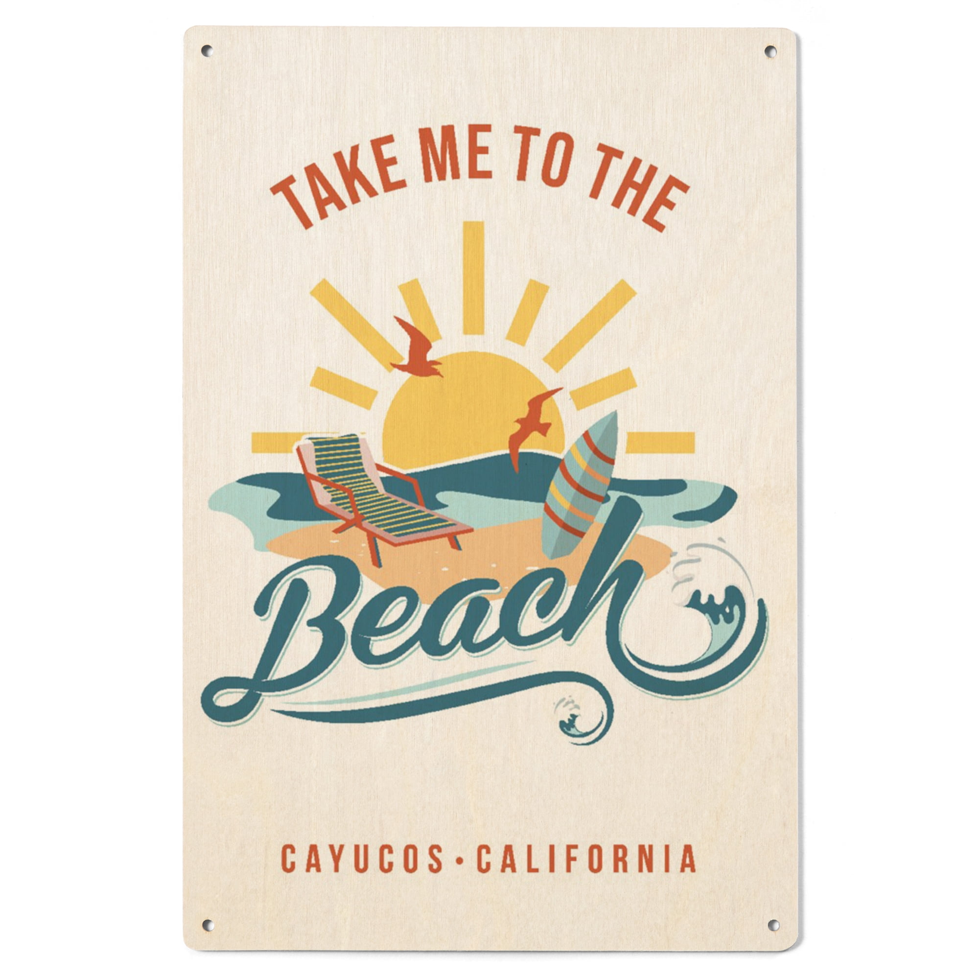 Cayucos, California, Take Me too the Beach, Contour Birch Wood Wall ...