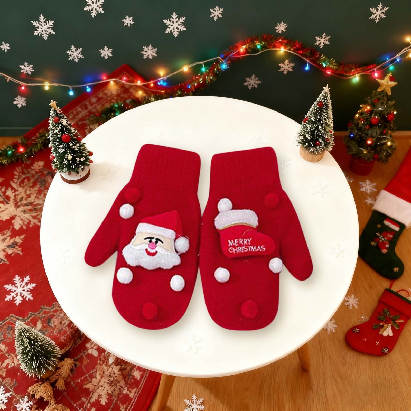 Caywon Adult Christmas Warm Gloves Cold Proof Winter Gloves Festive ...