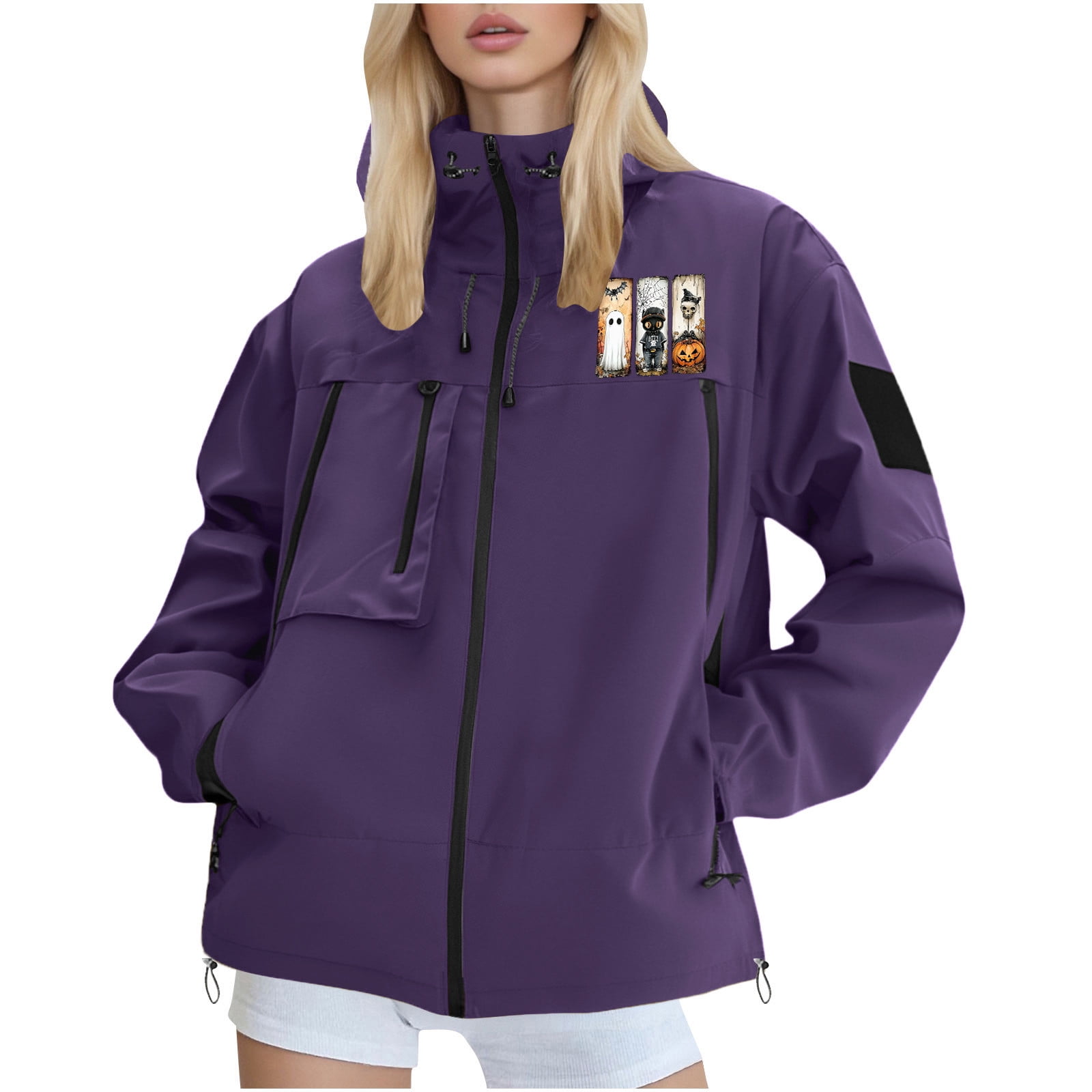 Caywon Couples' Jacket Zippered Hoodie Printed Lightweight Outdoor ...