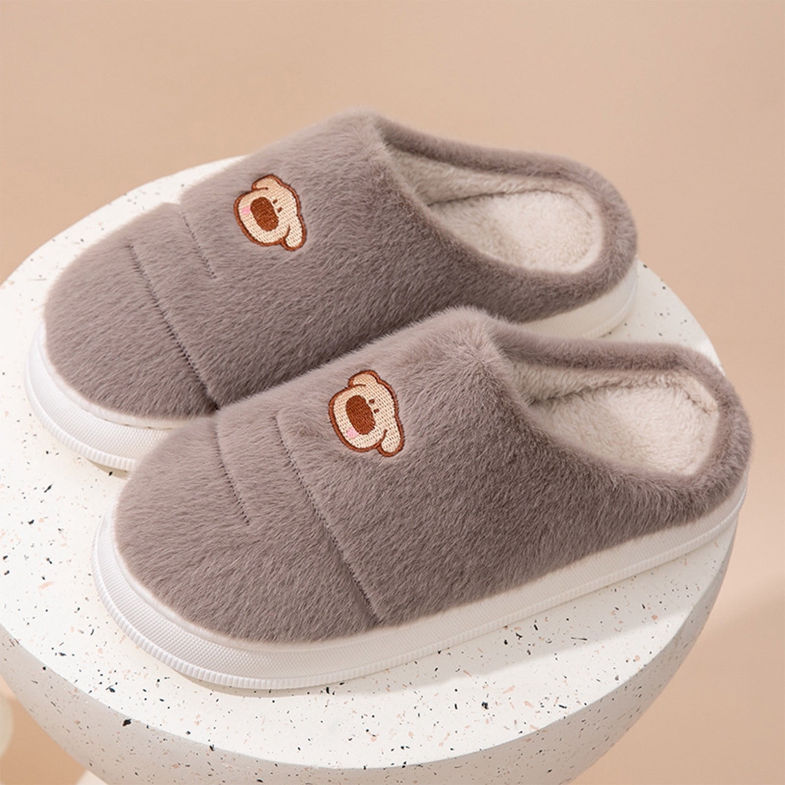 Caywon Men's Cotton Slippers Printed Autumn Winter Warm Casual Home ...