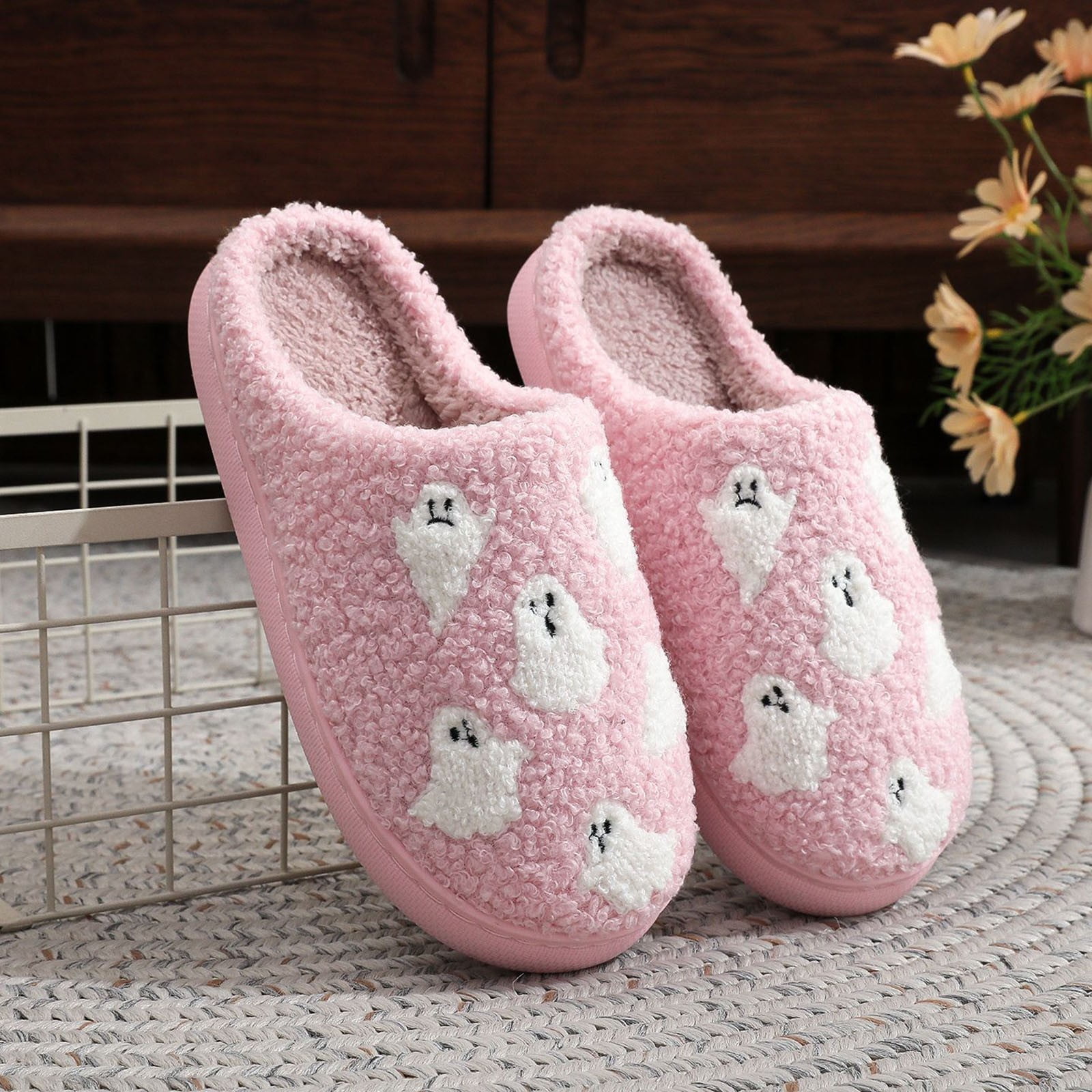 Caywon Men's Women's Couple Halloween Cute Cartoon Warm Winter Cotton ...