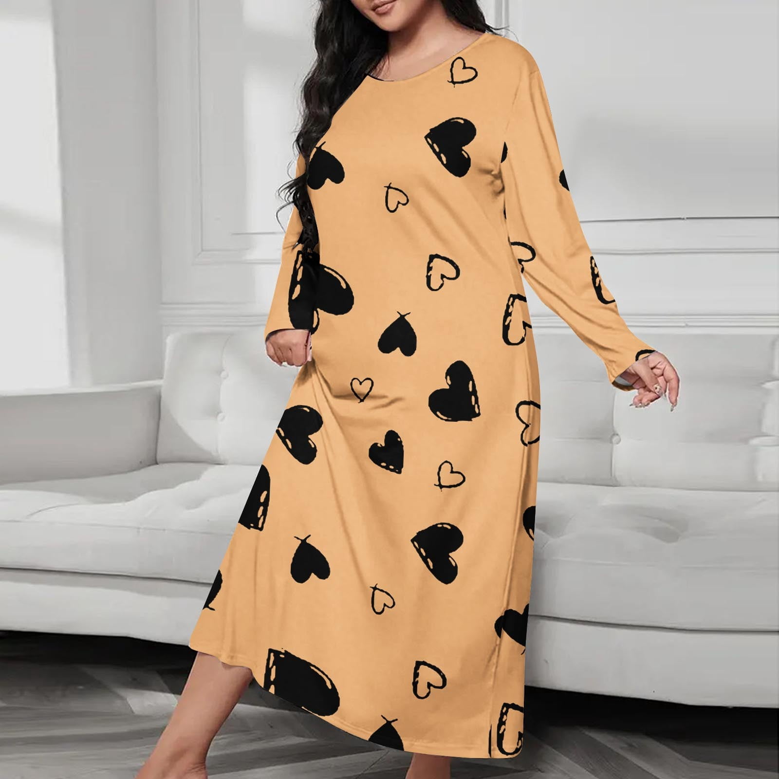 Caywon Oversize Nightgowns for Women Soft Comfy Long Sleeve Pajamas ...