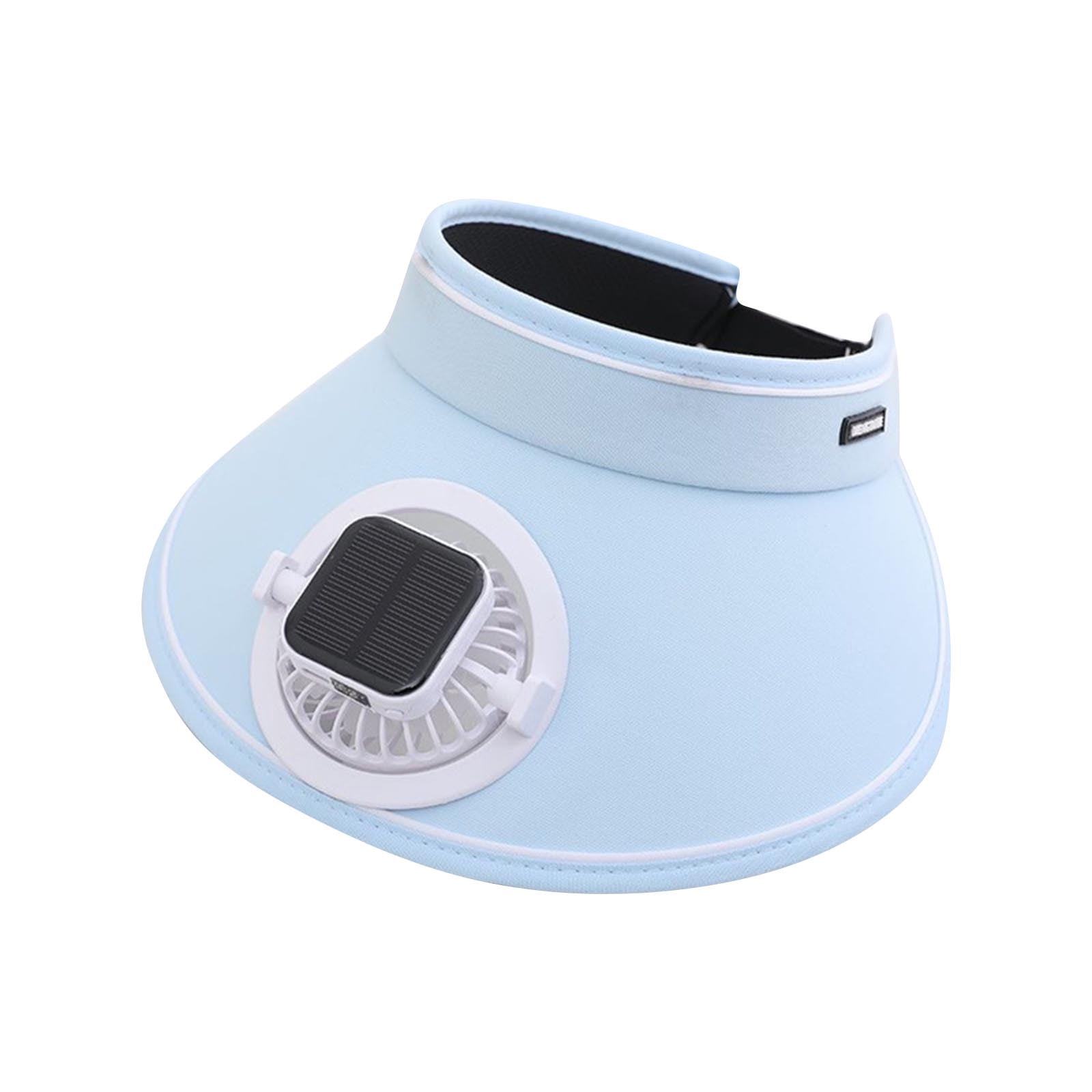 Caywon Solar Powered Visor Hat Women Sun Activated Fan System Wide Protective Brims Hands Free ...