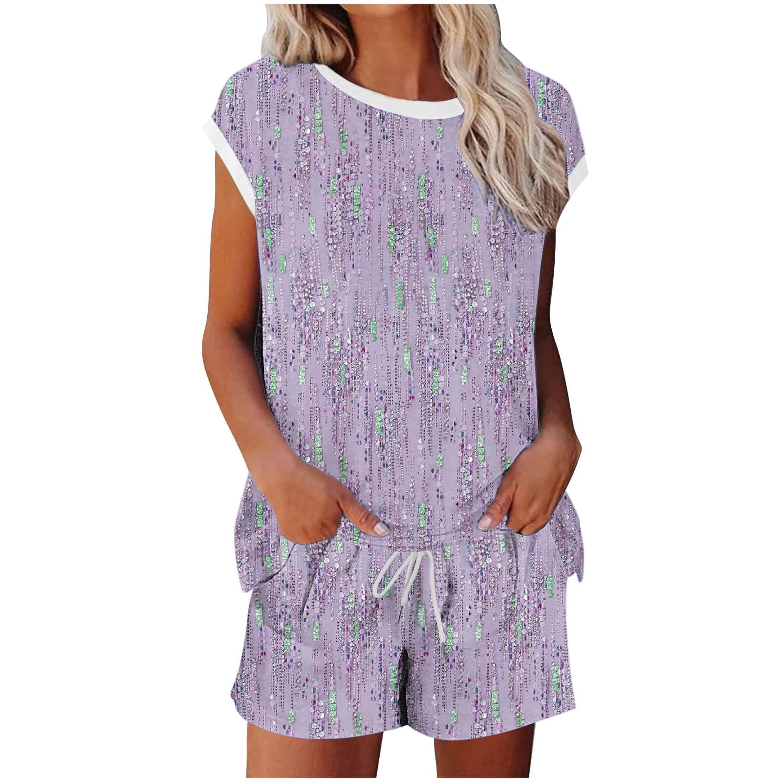 Caywon Women Non Positioning Printed Short Sleeved Round Neck Top and ...