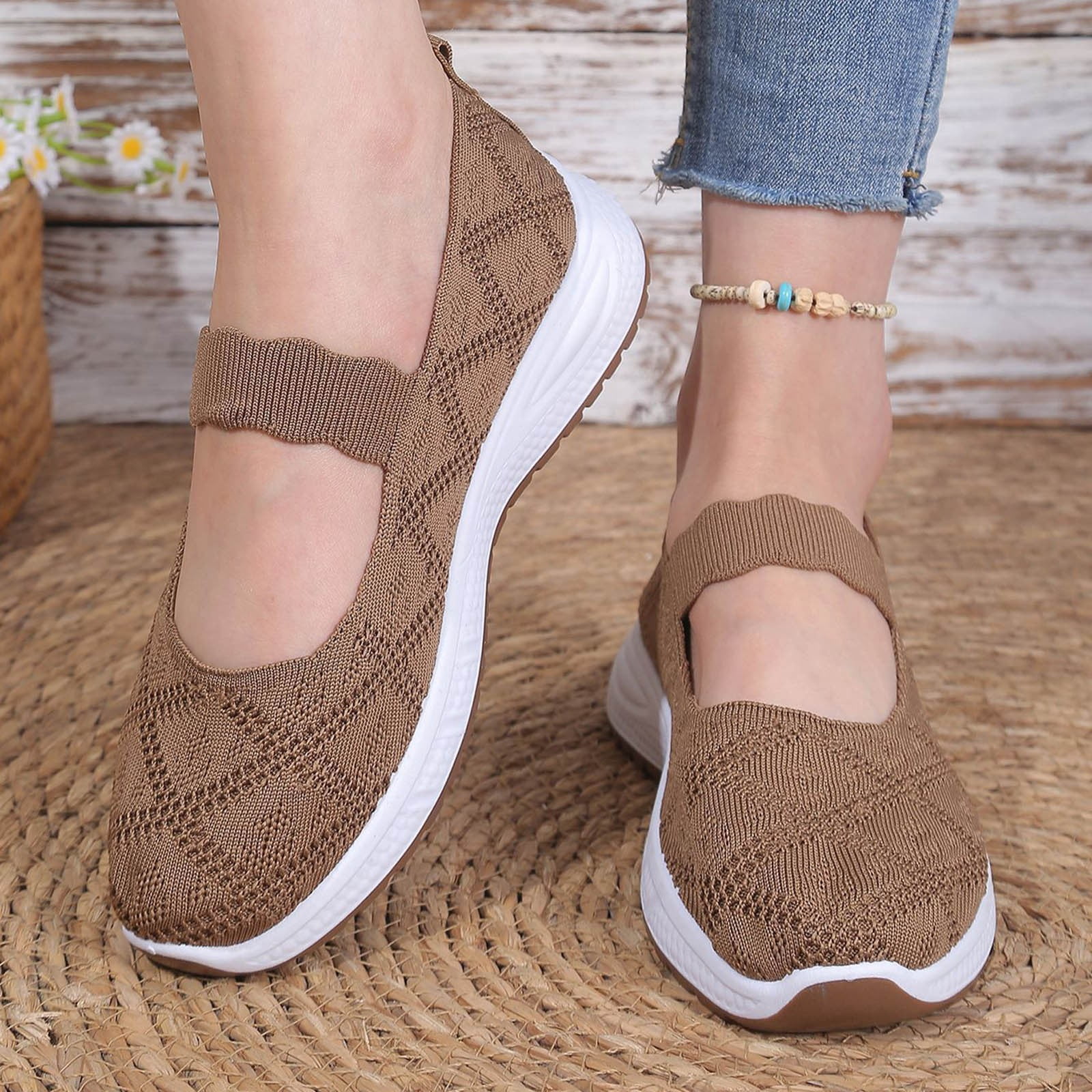 Caywon Women Slip On Sneakers Mesh Breathable Walking, Flat Casual ...