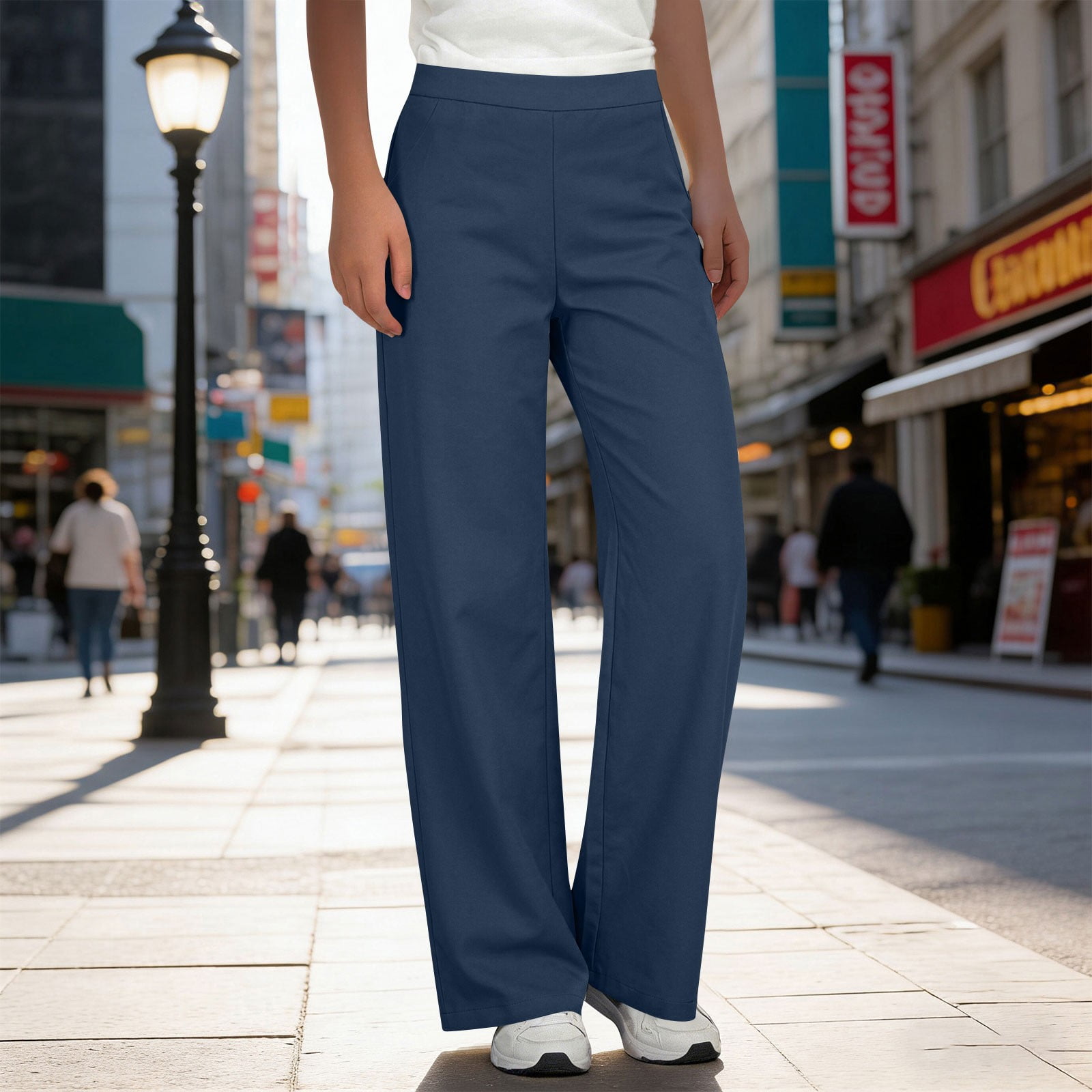 Caywon Women's Casual Dress Pants Classic Solid Color Straight Leg ...