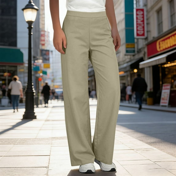 Caywon Women's Casual Dress Pants Classic Solid Color Straight Leg ...