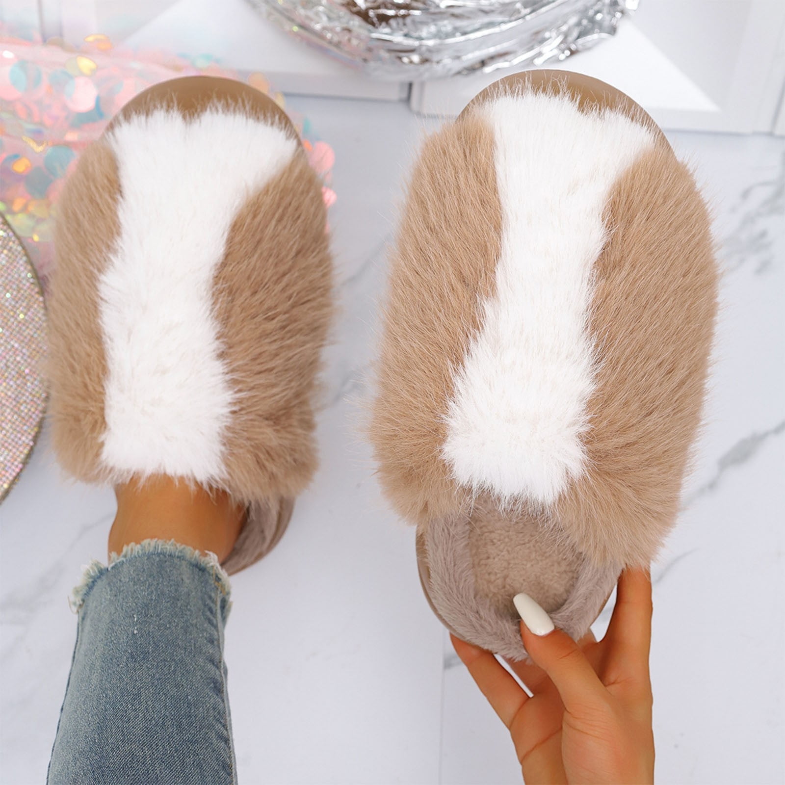 Caywon Women's Casual Winter Warm Comfortable Thick Sole Lazy Closed ...