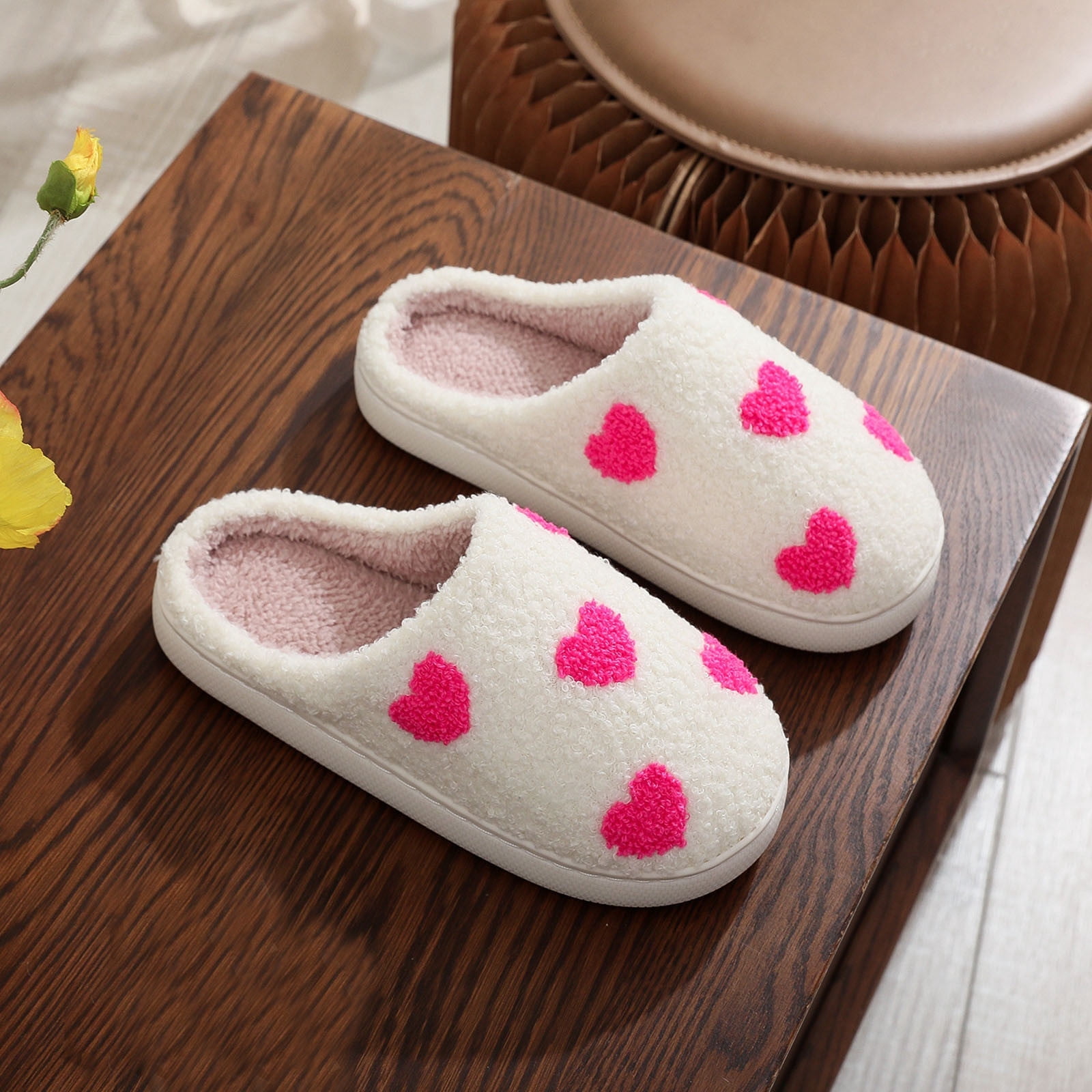 Caywon Women's Cotton Slippers Casual Indoor Home Heart Stylish Autumn ...