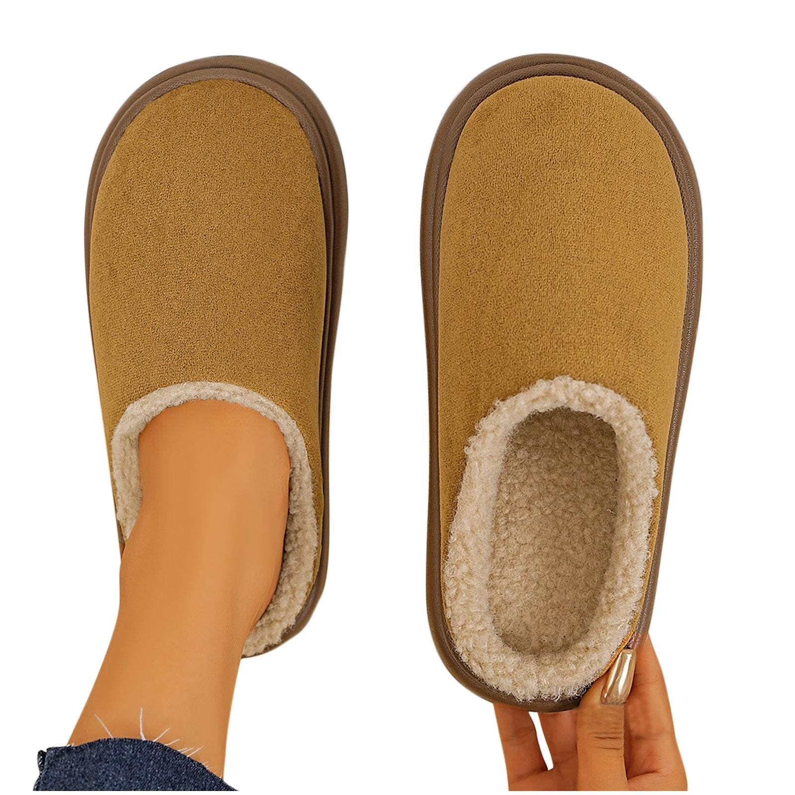 Caywon Women's Fashion Casual Winter Closed-Toe Mouth Mule Slippers ...
