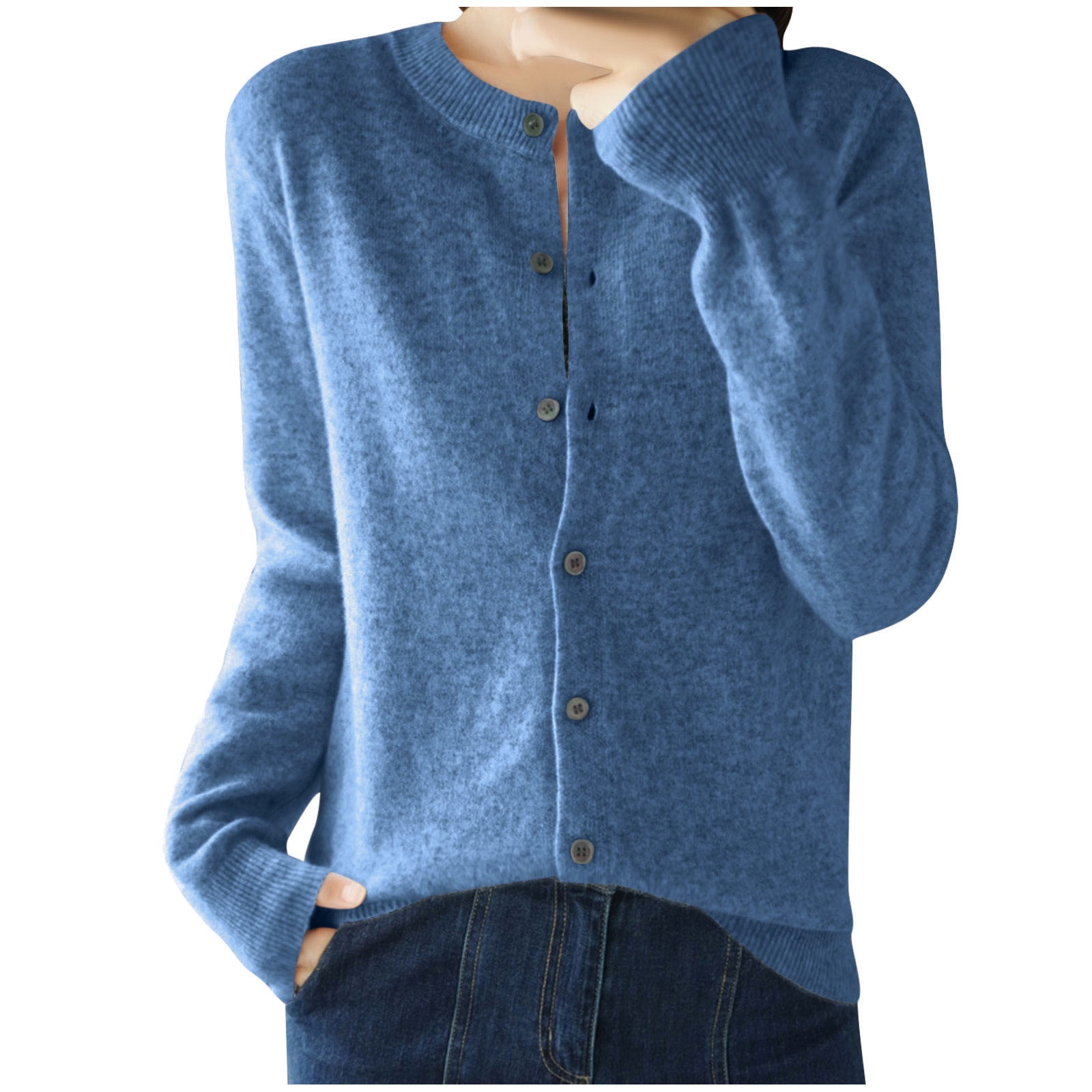 Caywon Women's Knitted Button Cardigan Soft Comfortable Sweater ...