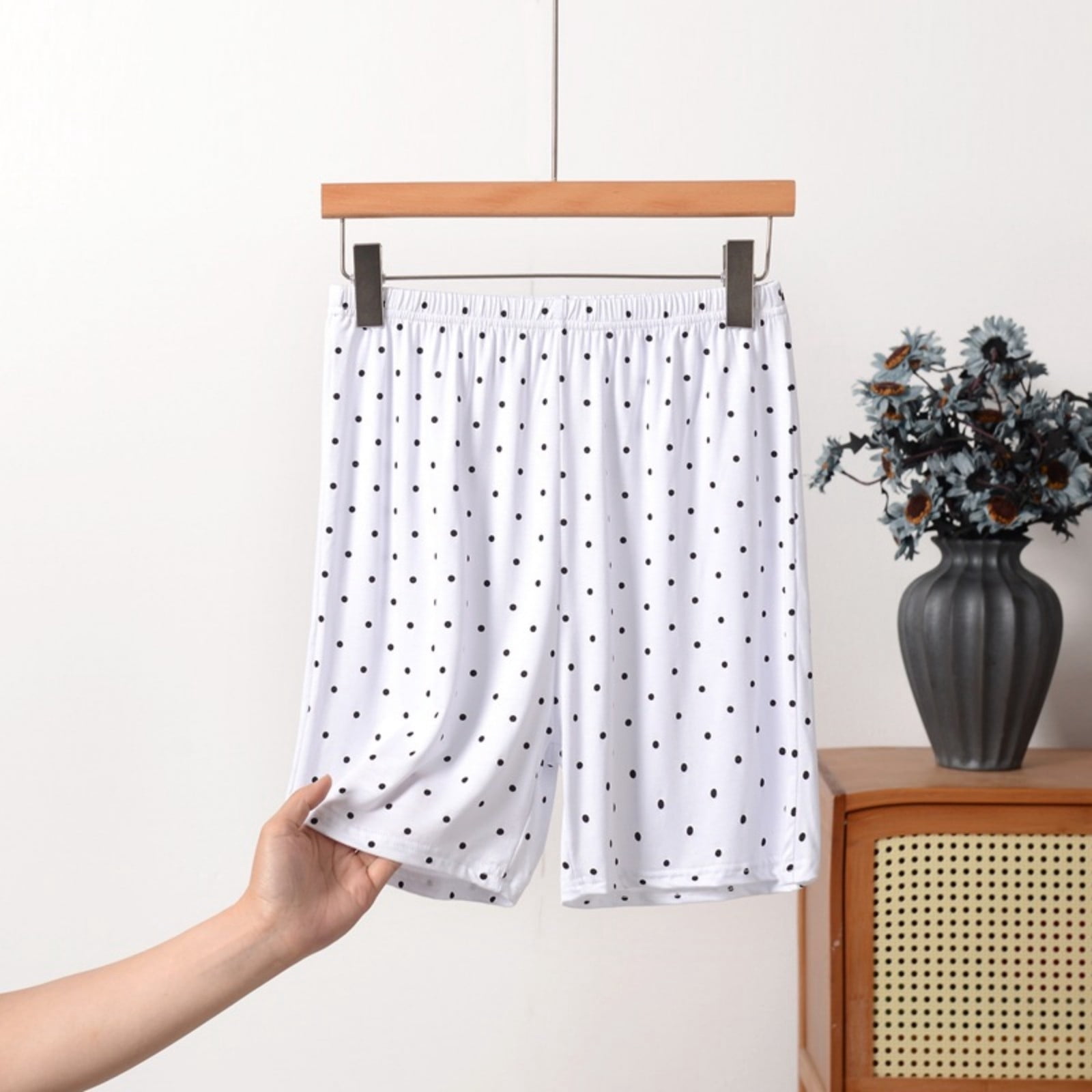 Caywon Women's Polka Dot Shorts Elastic Waist Sleepwear Loose Fit with ...
