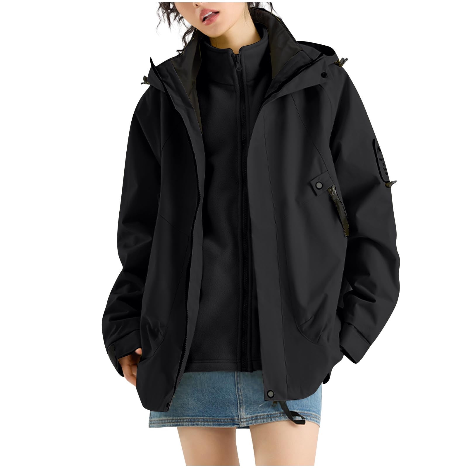 Caywon Women's Solid Color 3-in-1 Windproof Warm Windbreaker Stain ...