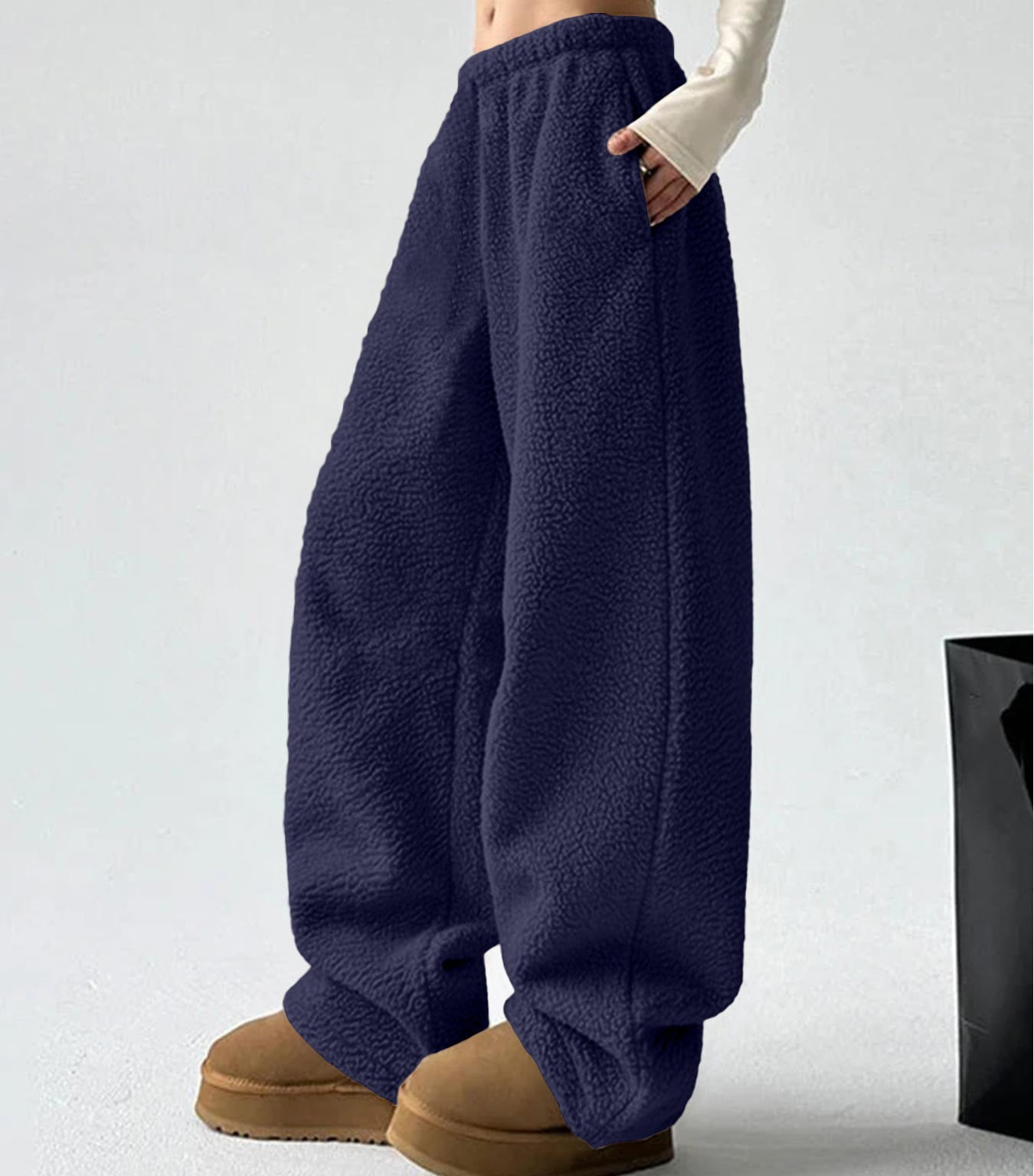 Caywon Women's Solid Color Autumn Winter Fashion Pants with Pockets ...