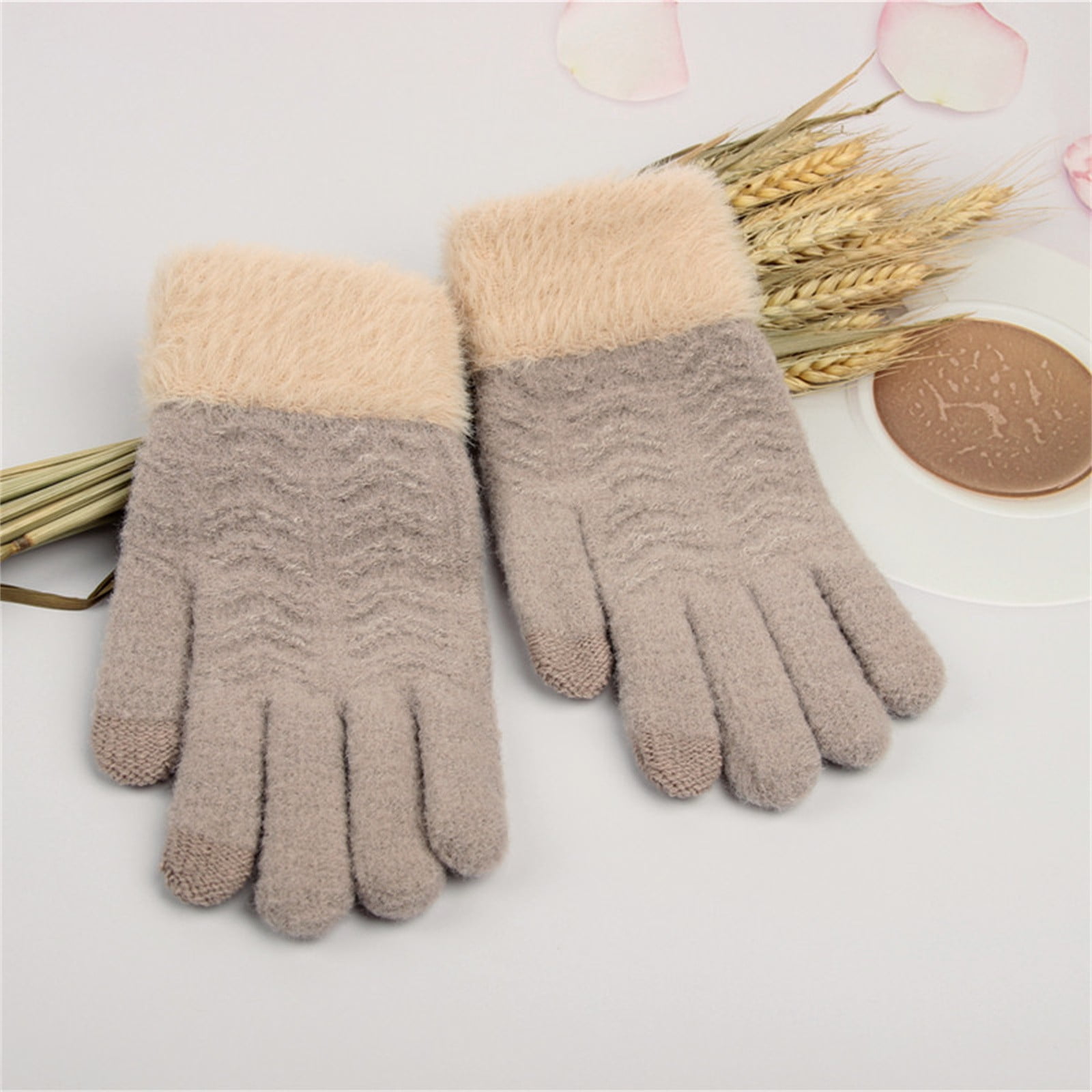 Caywon Women's Solid Color Cold Proof Touchscreen Compatible Warm ...