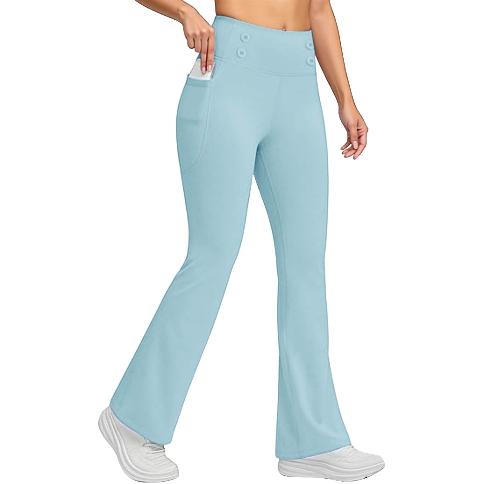 Caywon Women's Solid Color Fleece Lined Yoga Pants Athletic Pants ...
