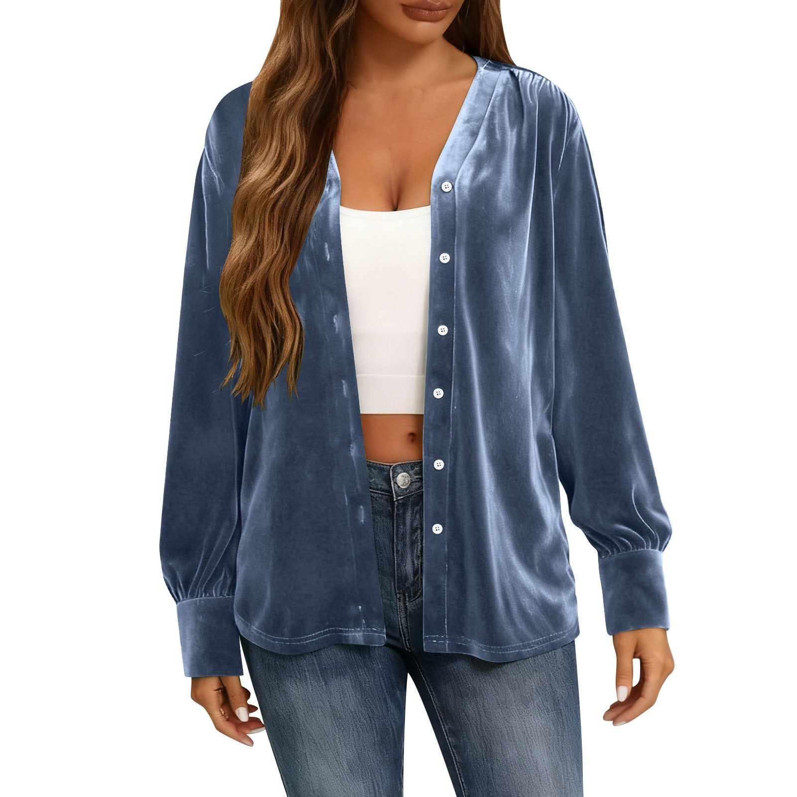 Caywon Women's Solid Color Long Sleeve Top Soft Comfortable Warm Fabric ...