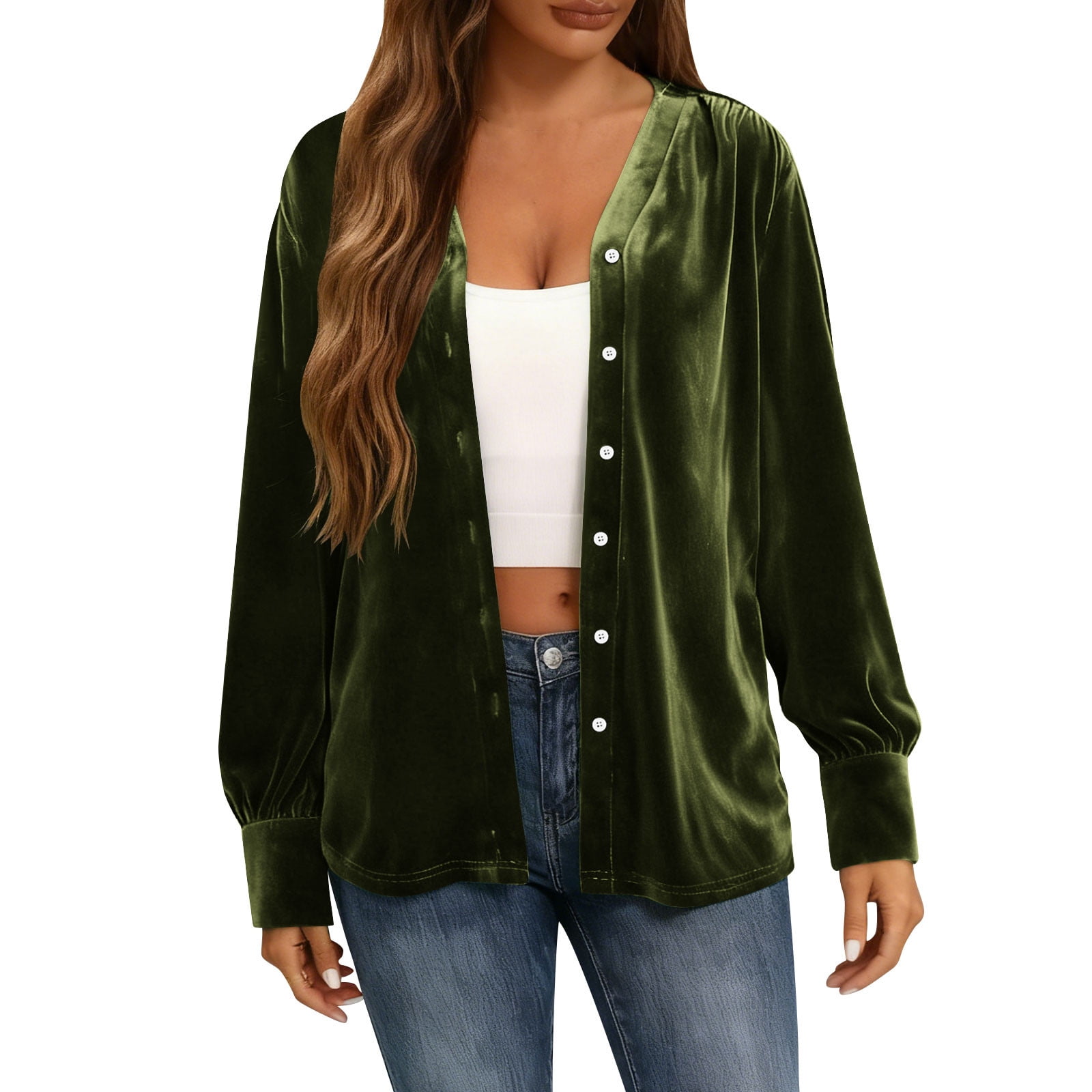 Caywon Women's Solid Color Long Sleeve Top Soft Comfortable Warm Fabric ...