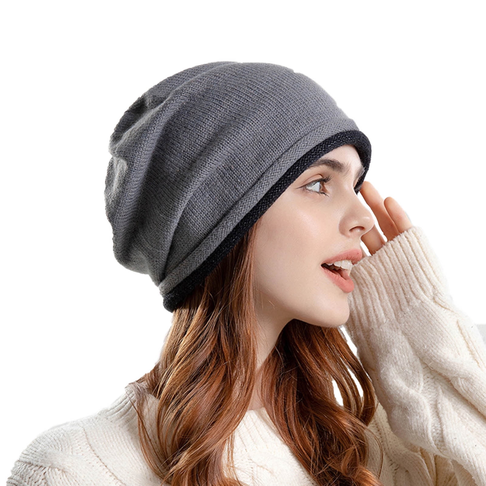 Caywon Women's Winter Fashion Knit Slouchy Hat Warm Ear-Protected ...
