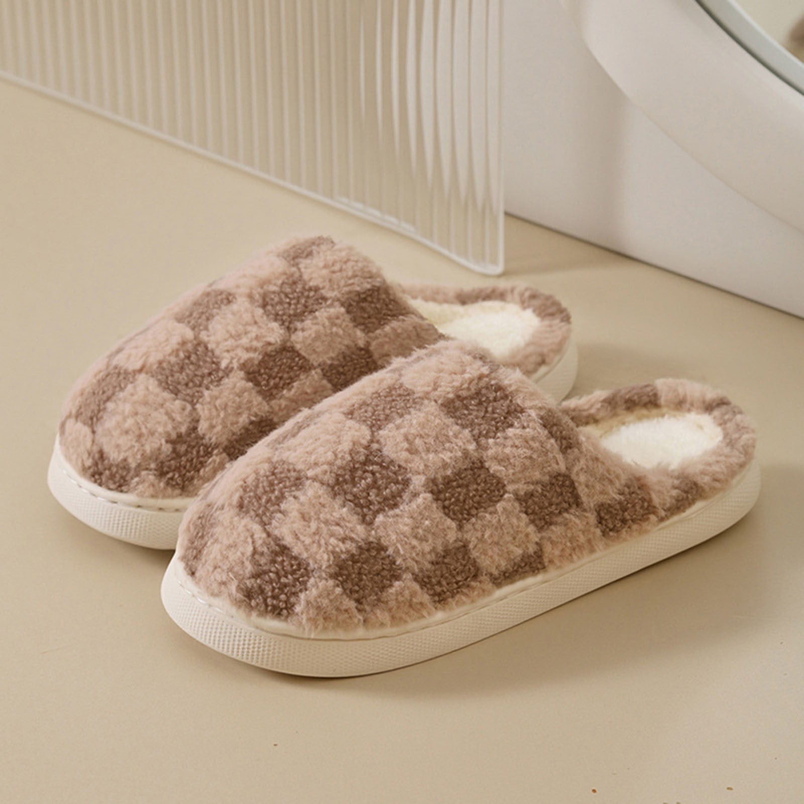 Caywon Women's Winter Outdoor Home Skin-Friendly Cotton Flat Slippers ...