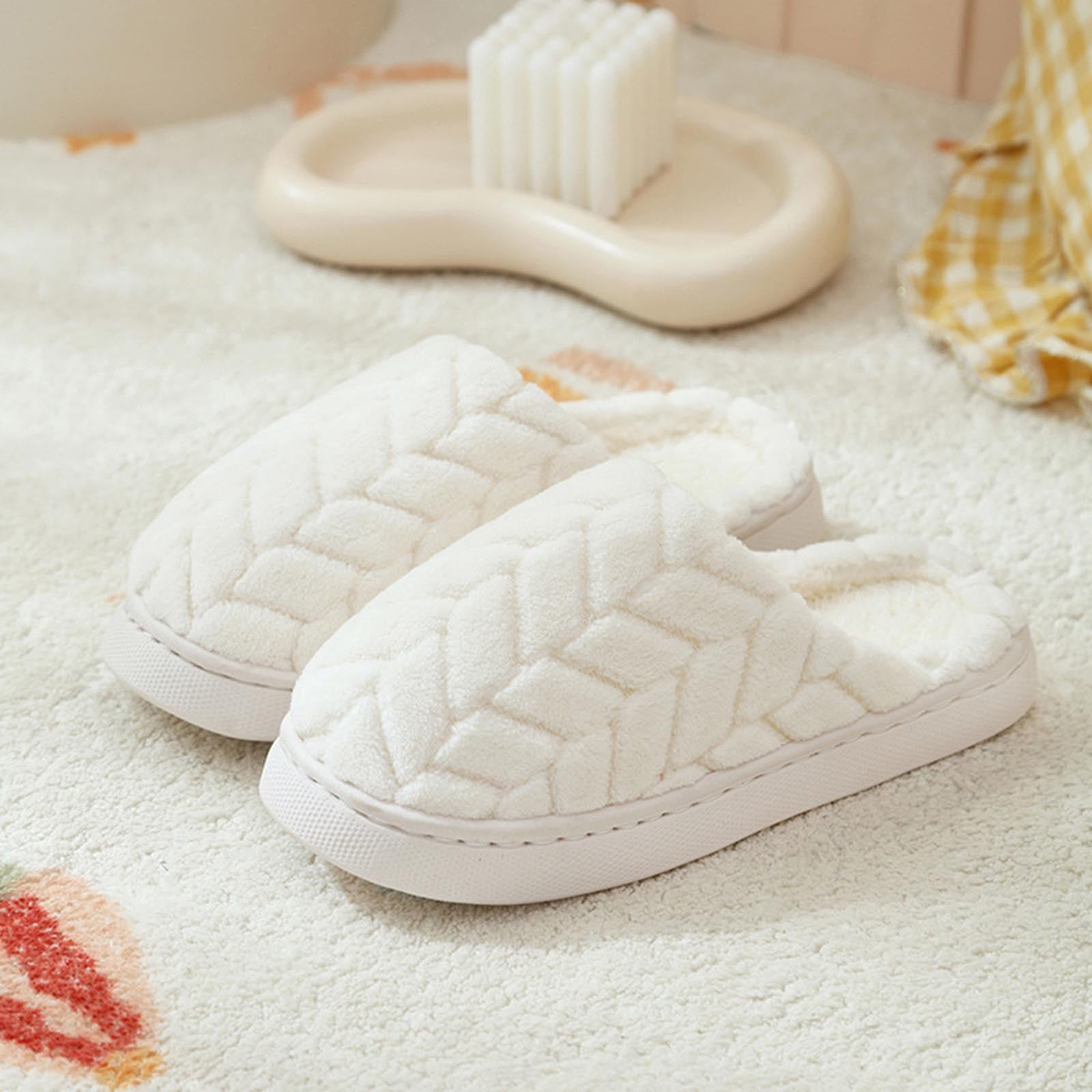 Caywon Women's Winter Outdoor Home Skin-Friendly Cotton Flat Slippers ...